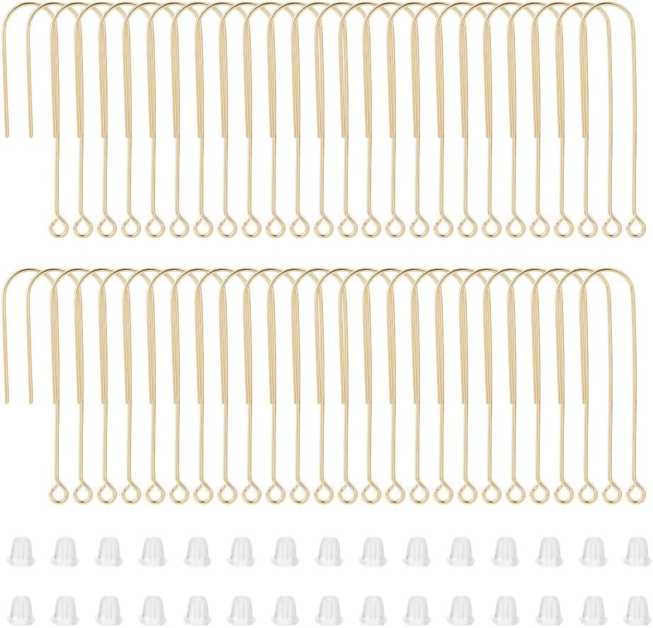 50Pcs Real 18K Gold Plated Brass Earring Wires Earring Hooks Ear Wire ...