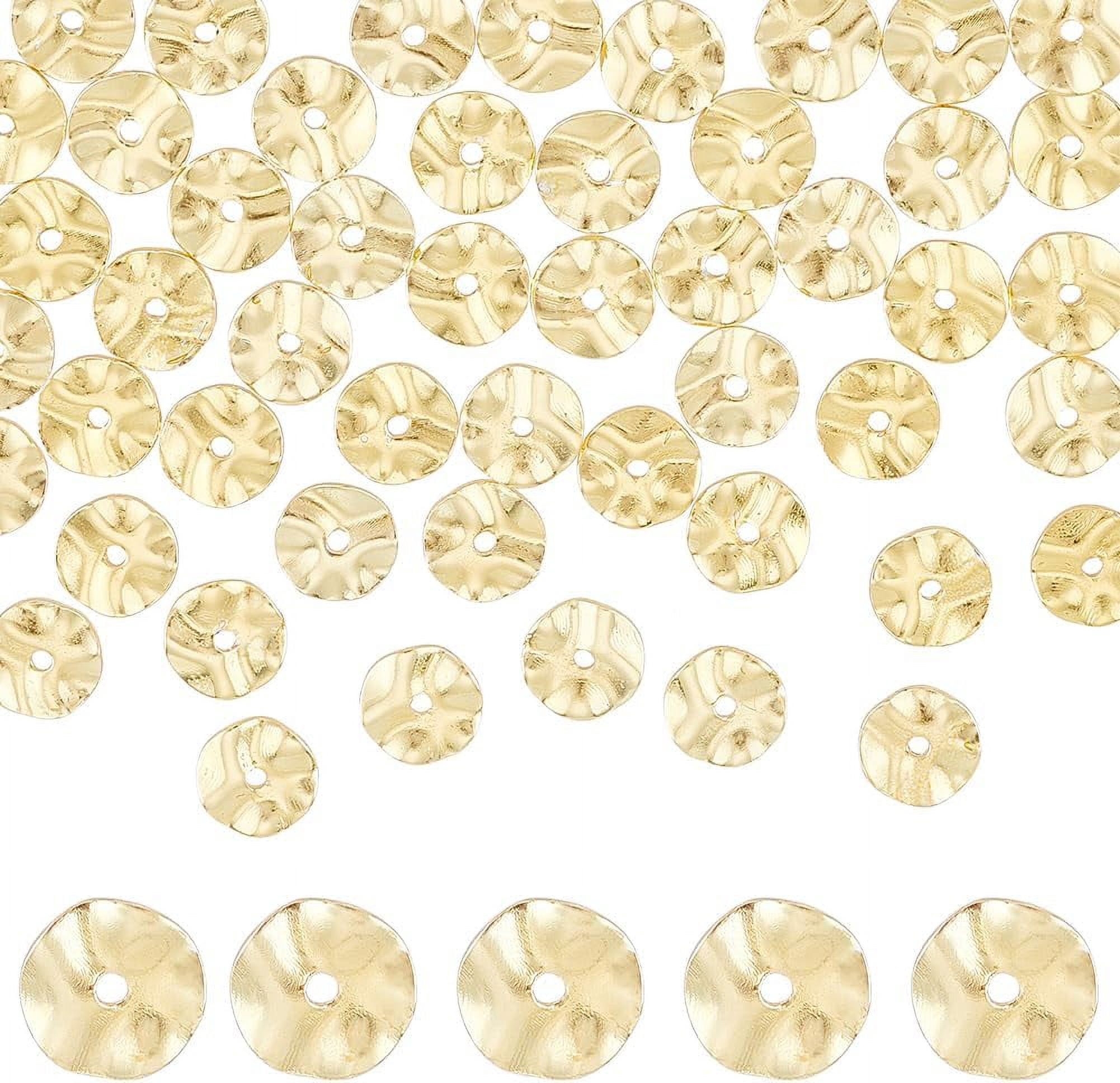 50Pcs Real 18K Gold Plated Spacer Bead Brass Wavy Disc Beads 8mm Metal ...