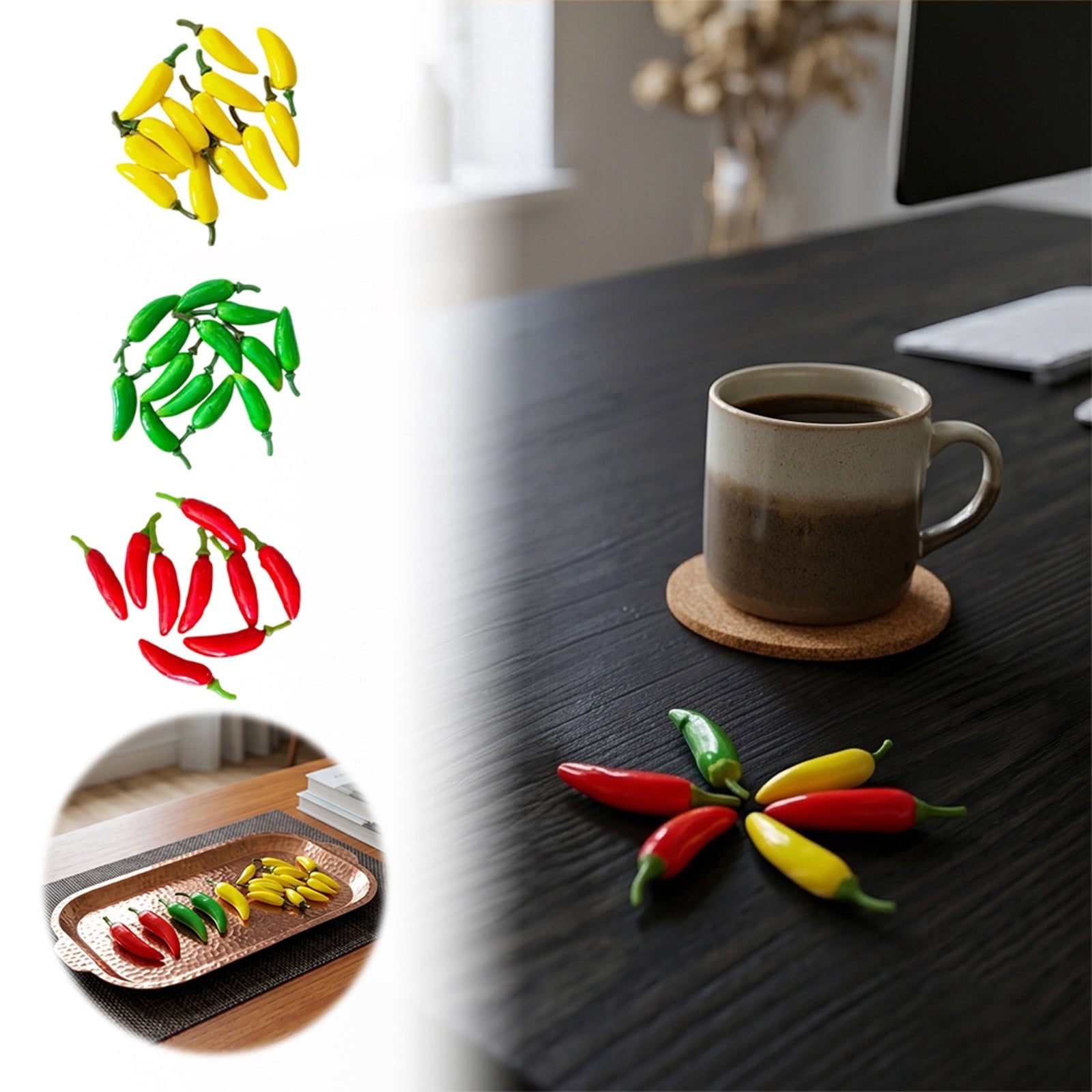 50Pcs Realistic Foam Chili Peppers 2" Vegetable Decor Kitchen Pantry ...