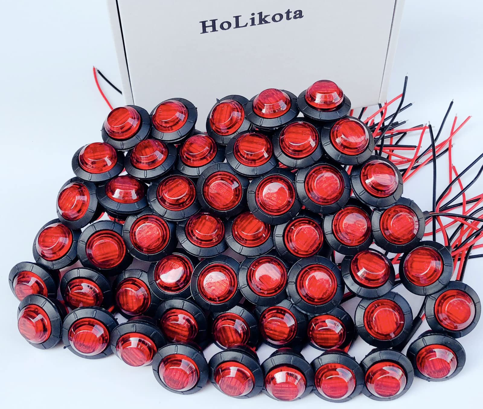 50Pcs Red 3Led 12V KEF16 3/4'' LED Marker Clearance Lights Chicken ...