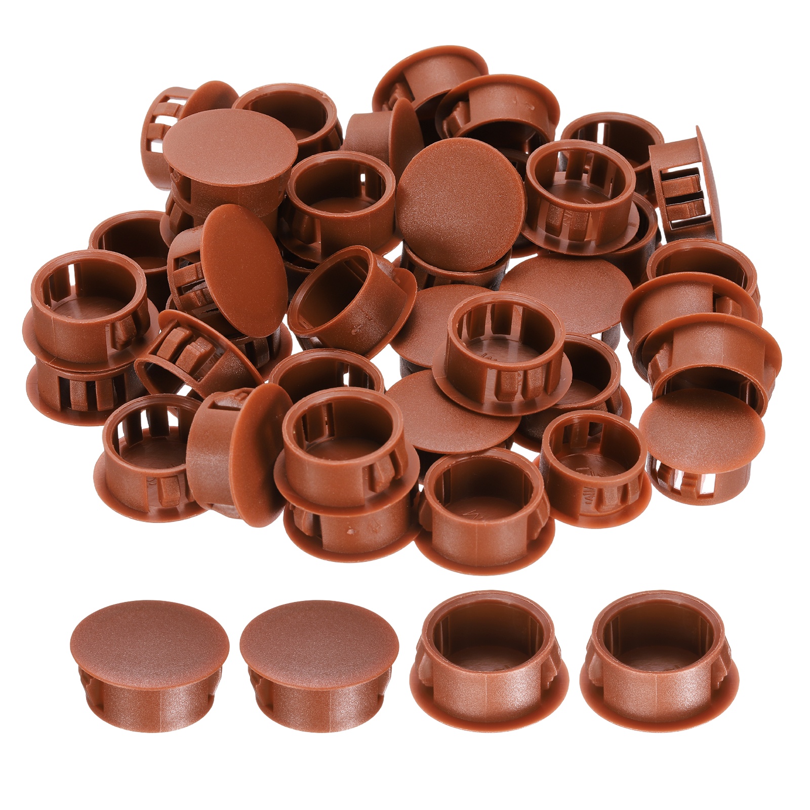50Pcs Red-Brown Hole Plugs, 19mm / 0.75" Plastic Snap in Locking Screw ...