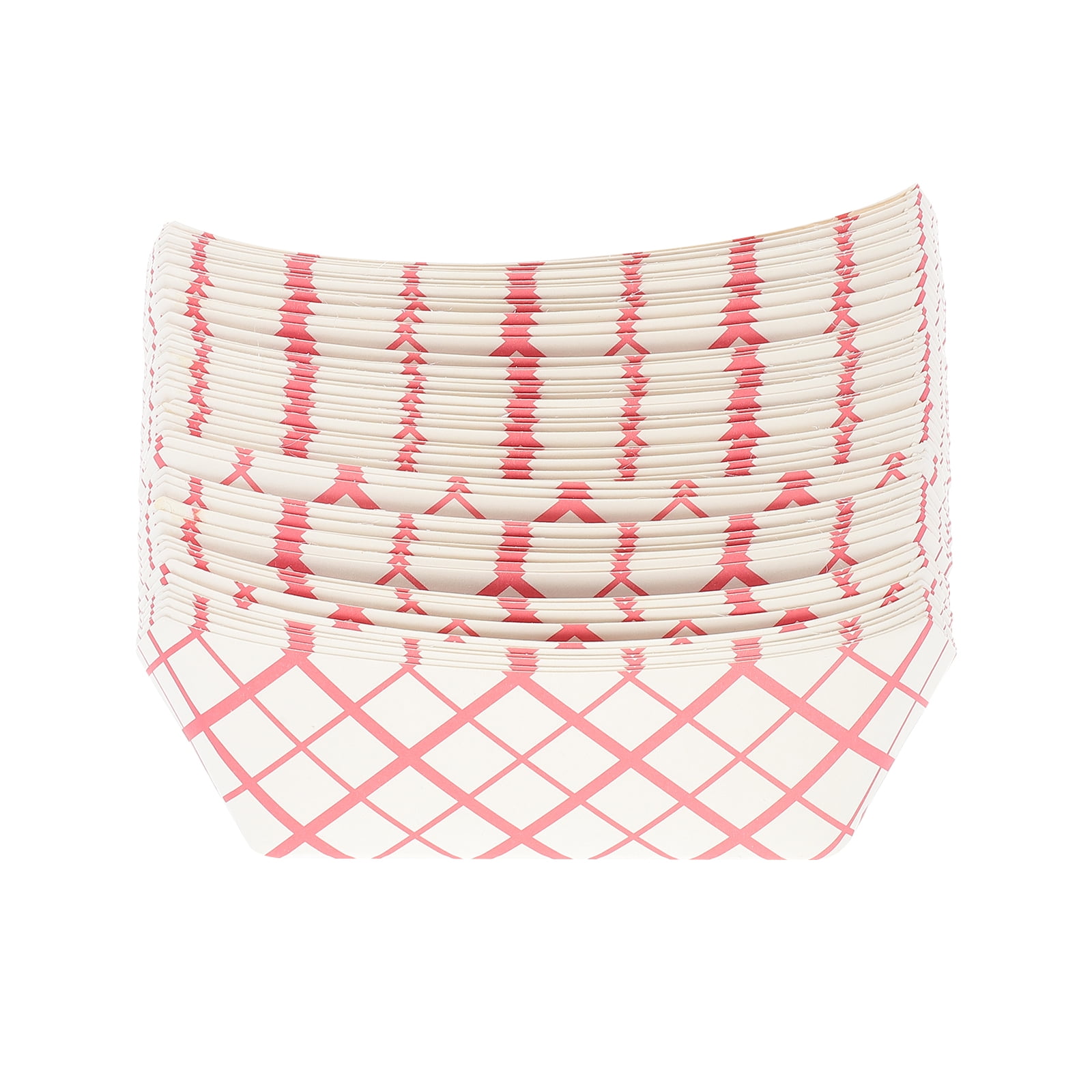 , 50Pcs Red and White Checkered Paper Trays Dessert Serving Tray for ...