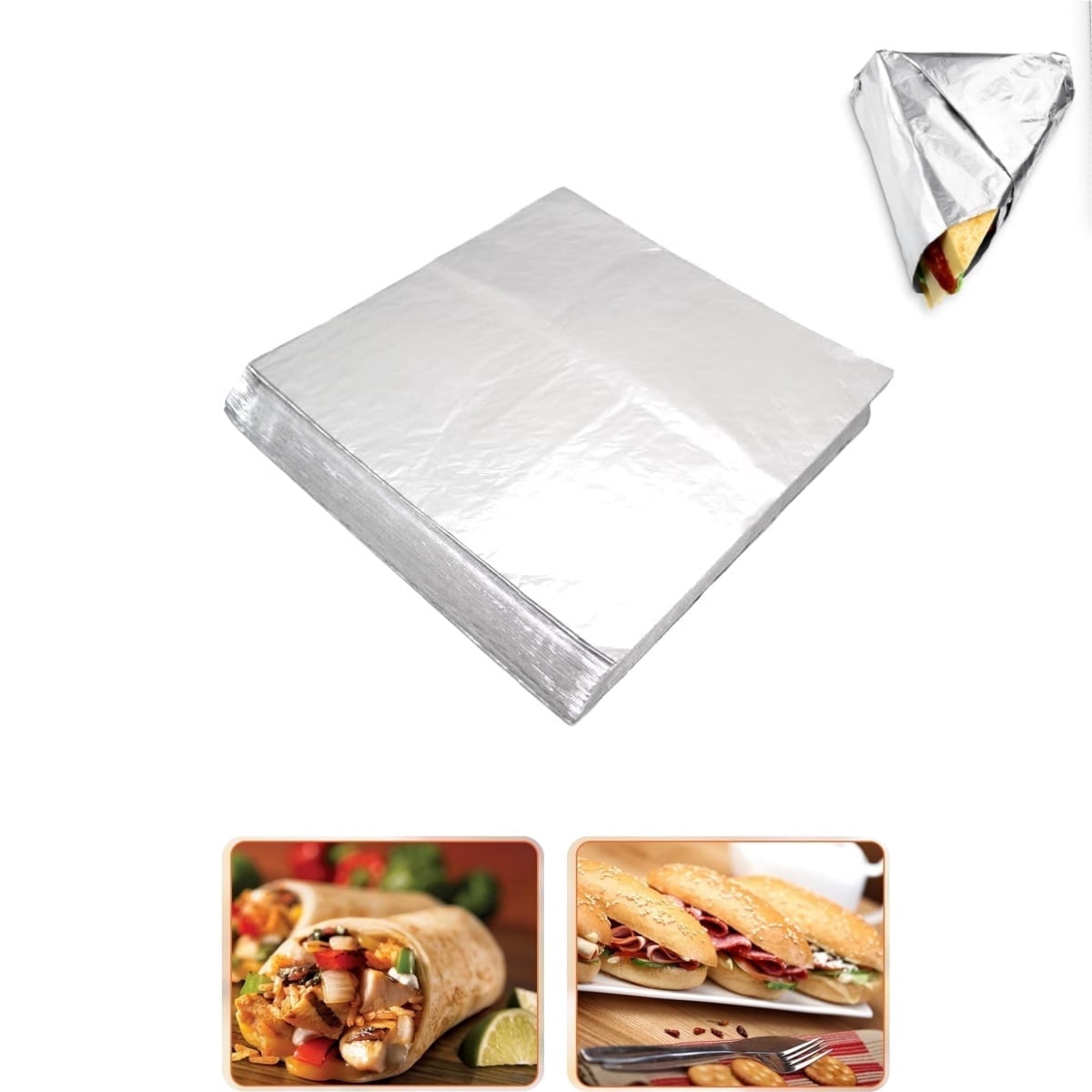 50Pcs Resistant Hot Food Wrap,QZS Premium Insulated Foil Sandwich Wrap ...