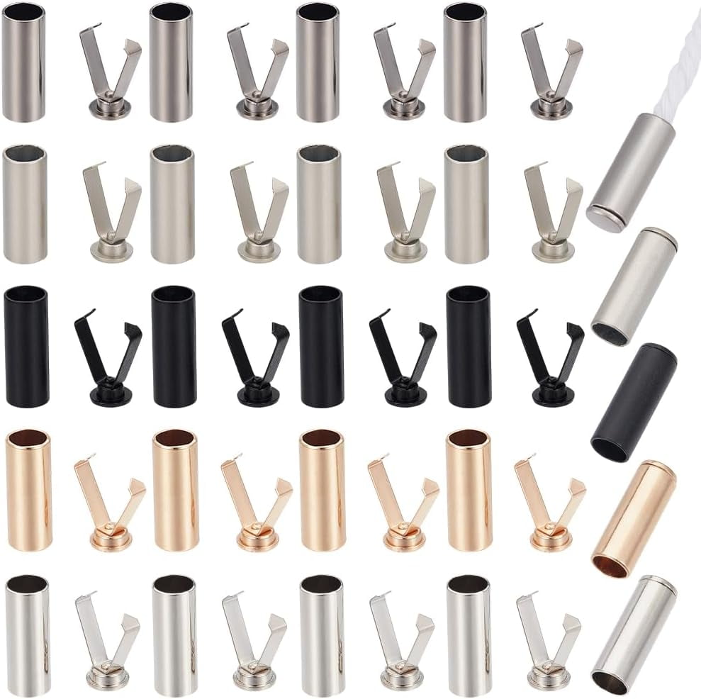 50Pcs Rope Stoppers Alloy 5 Colors Cord Tip Caps Buckle Replacement ...