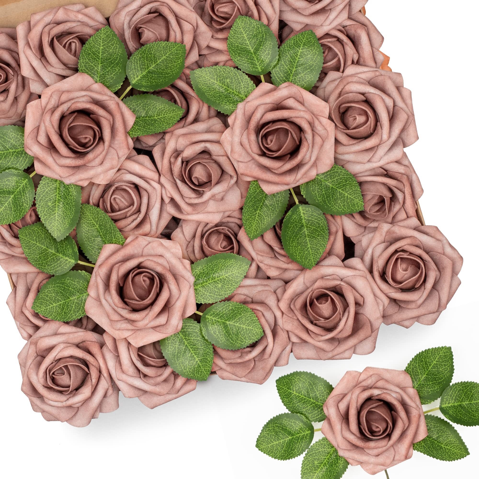 50Pcs Rose Artificial Flowers, Sage Green Fake Roses for Decorations ...