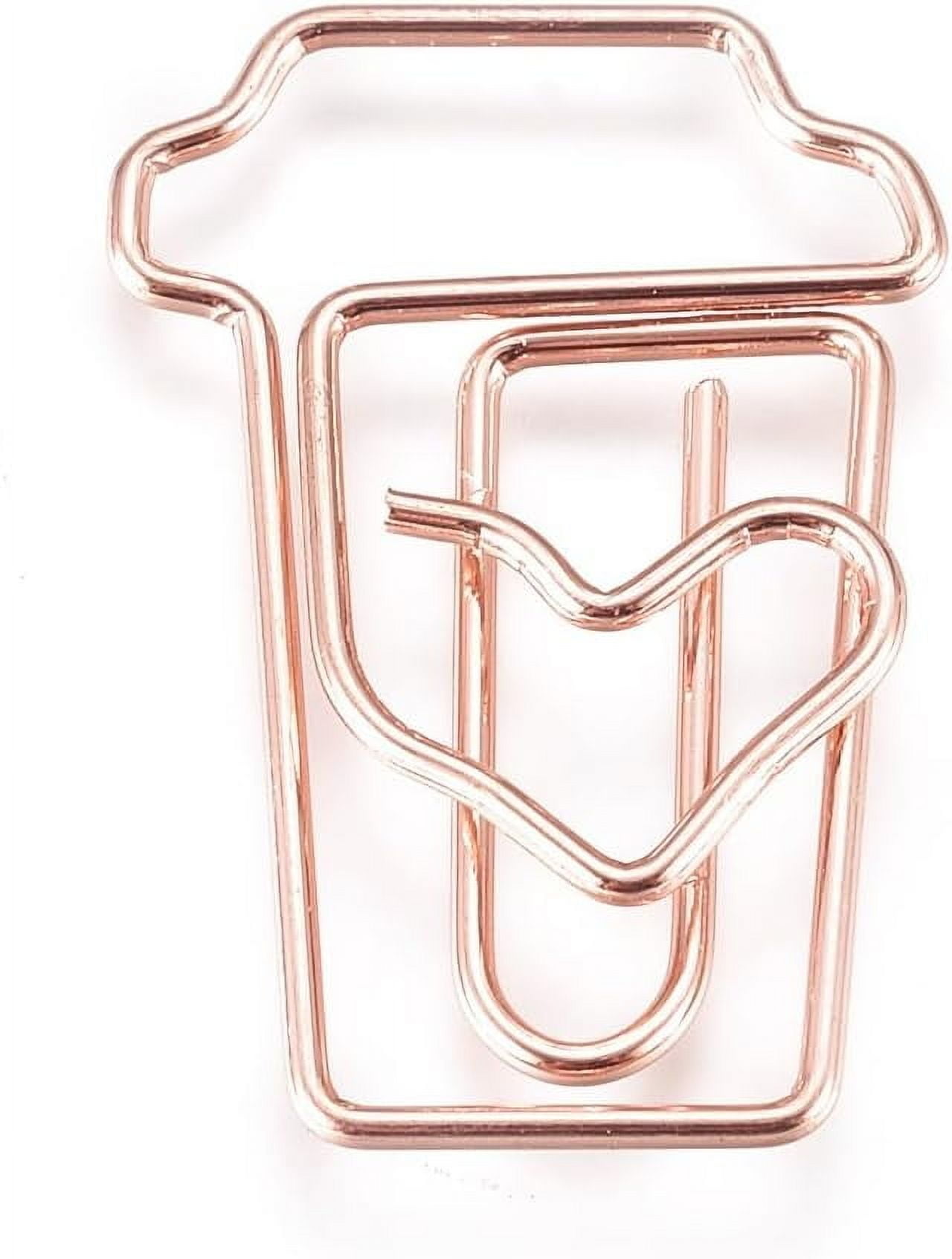 50Pcs Rose Gold Coffee Shape Iron Paperclips Cute Small Paper Clips 27 ...