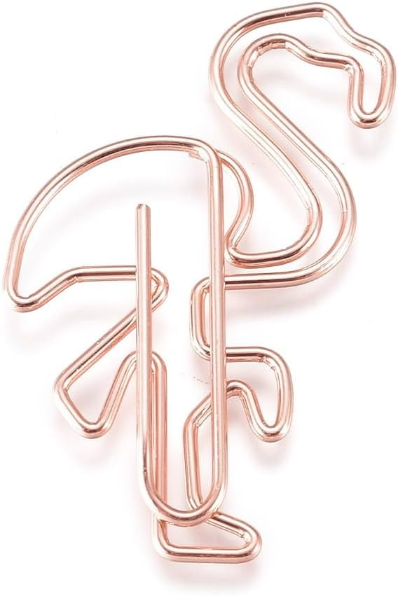 50Pcs Rose Gold Flamingo Shape Iron Paperclips Cute Small Paper Clips ...
