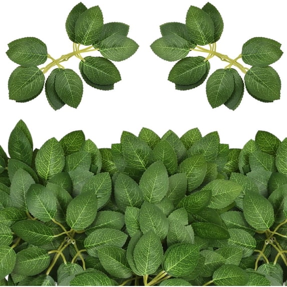 50Pcs Rose Leaves Artificial Flower Leaf Greenery Plastic Cloth ...