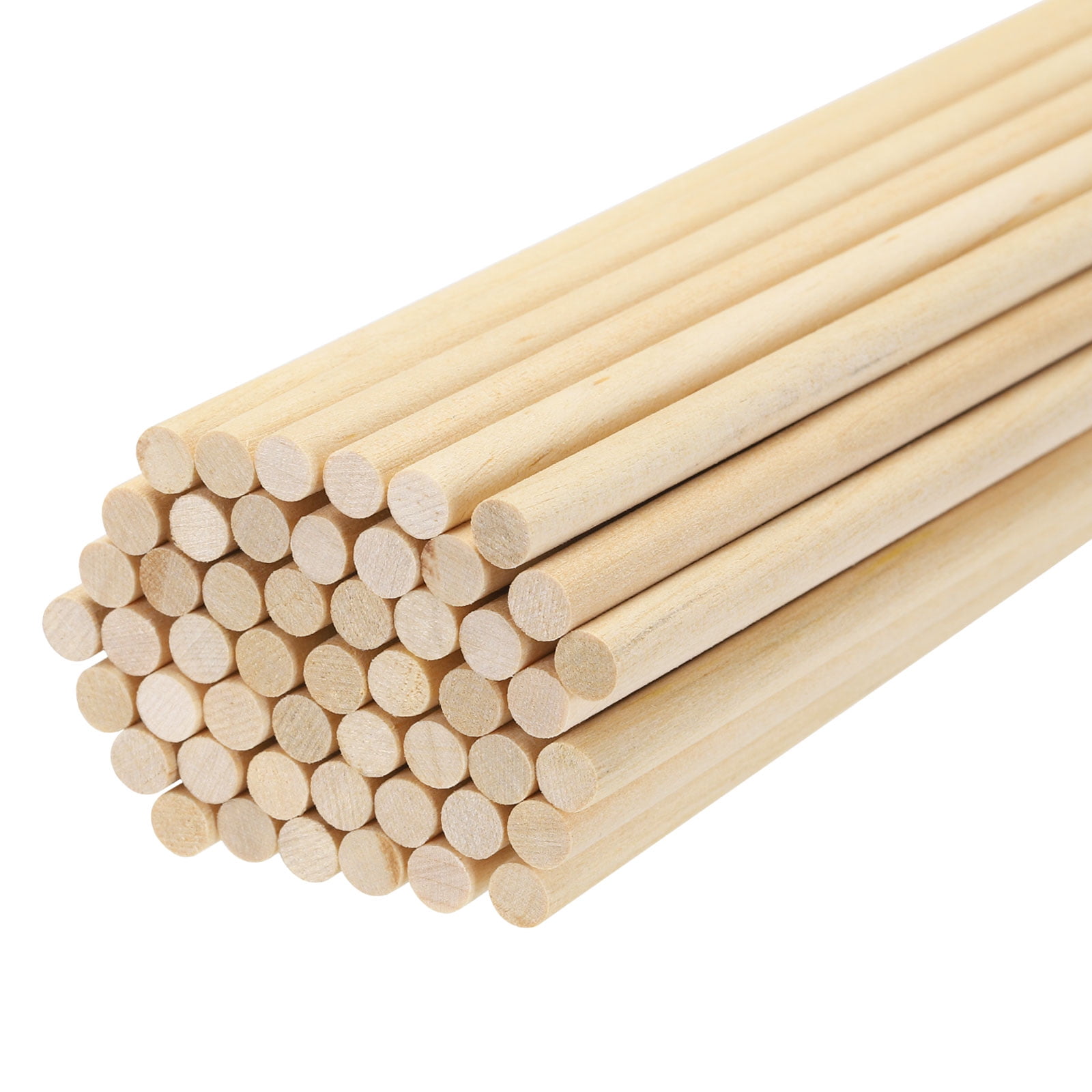 50Pcs Round Wood Sticks 1/3x12" Dowel Rod Unfinished Hardwood Stick ...