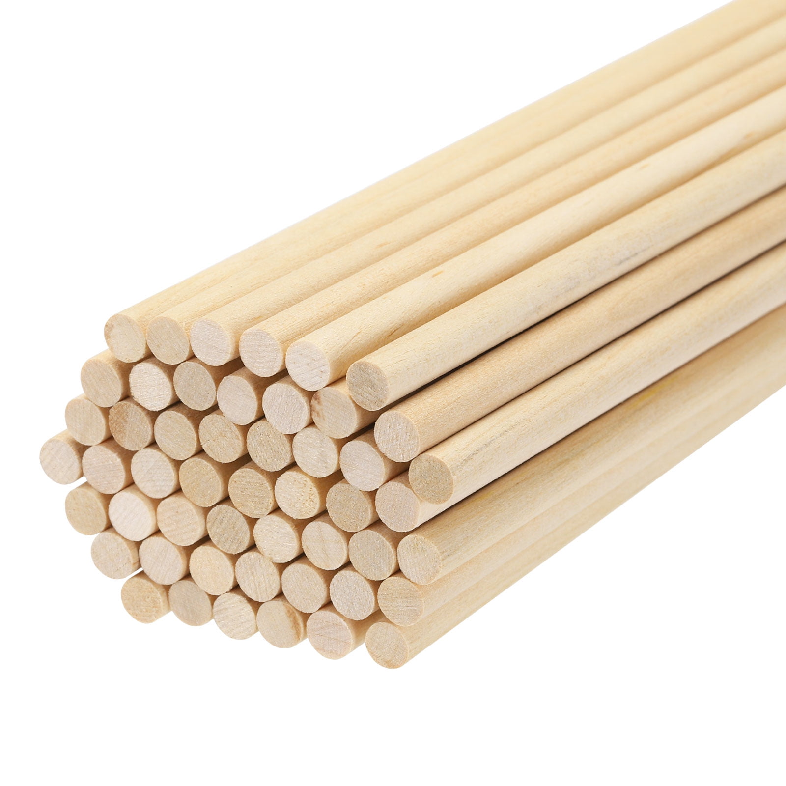 50Pcs Round Wood Sticks 1/4x12" Dowel Rod Unfinished Hardwood Stick ...