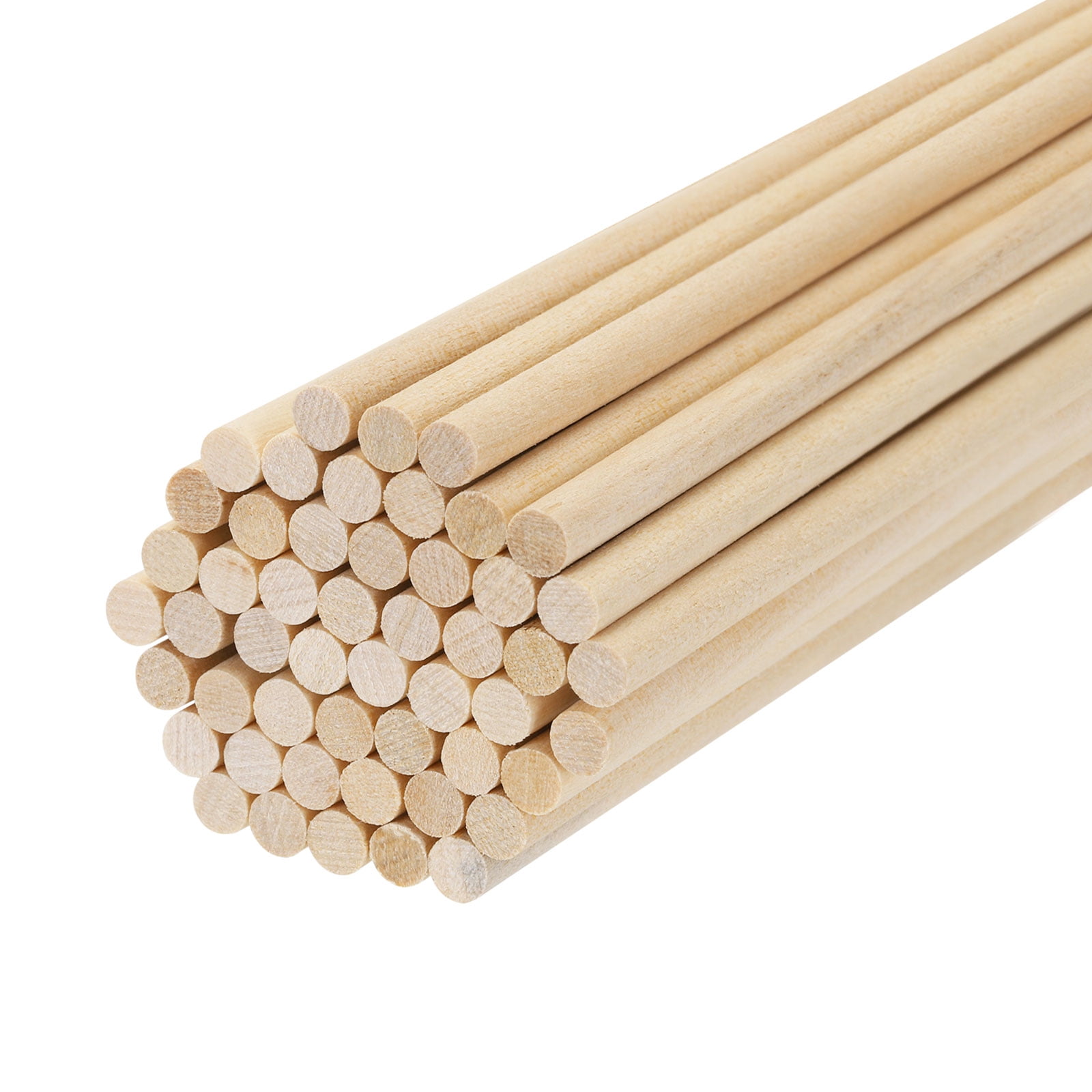50Pcs Round Wood Sticks 1/5x1.5" Dowel Rod Unfinished Hardwood Stick ...