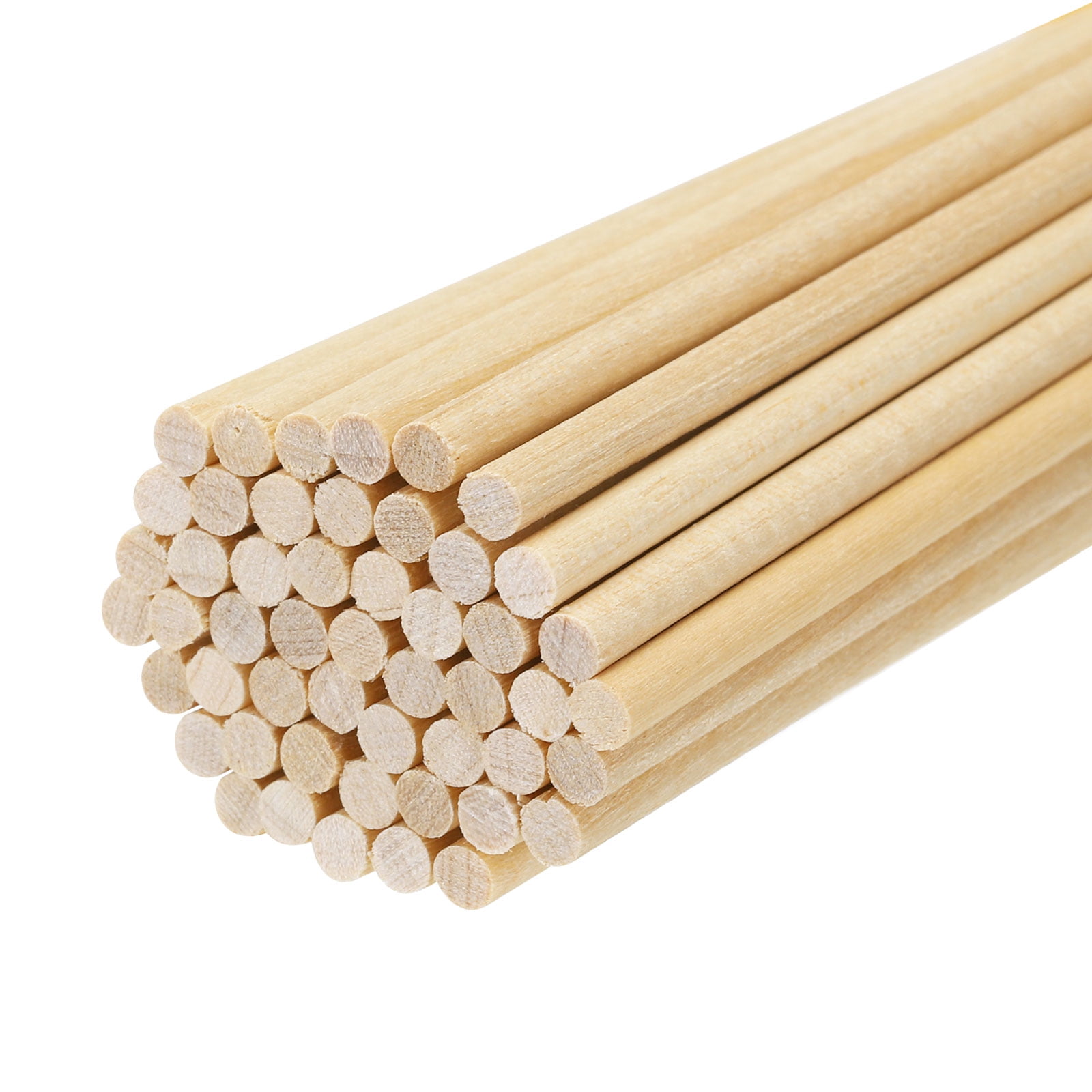 50Pcs Round Wood Sticks 1/7x12" Dowel Rod Unfinished Hardwood Stick ...