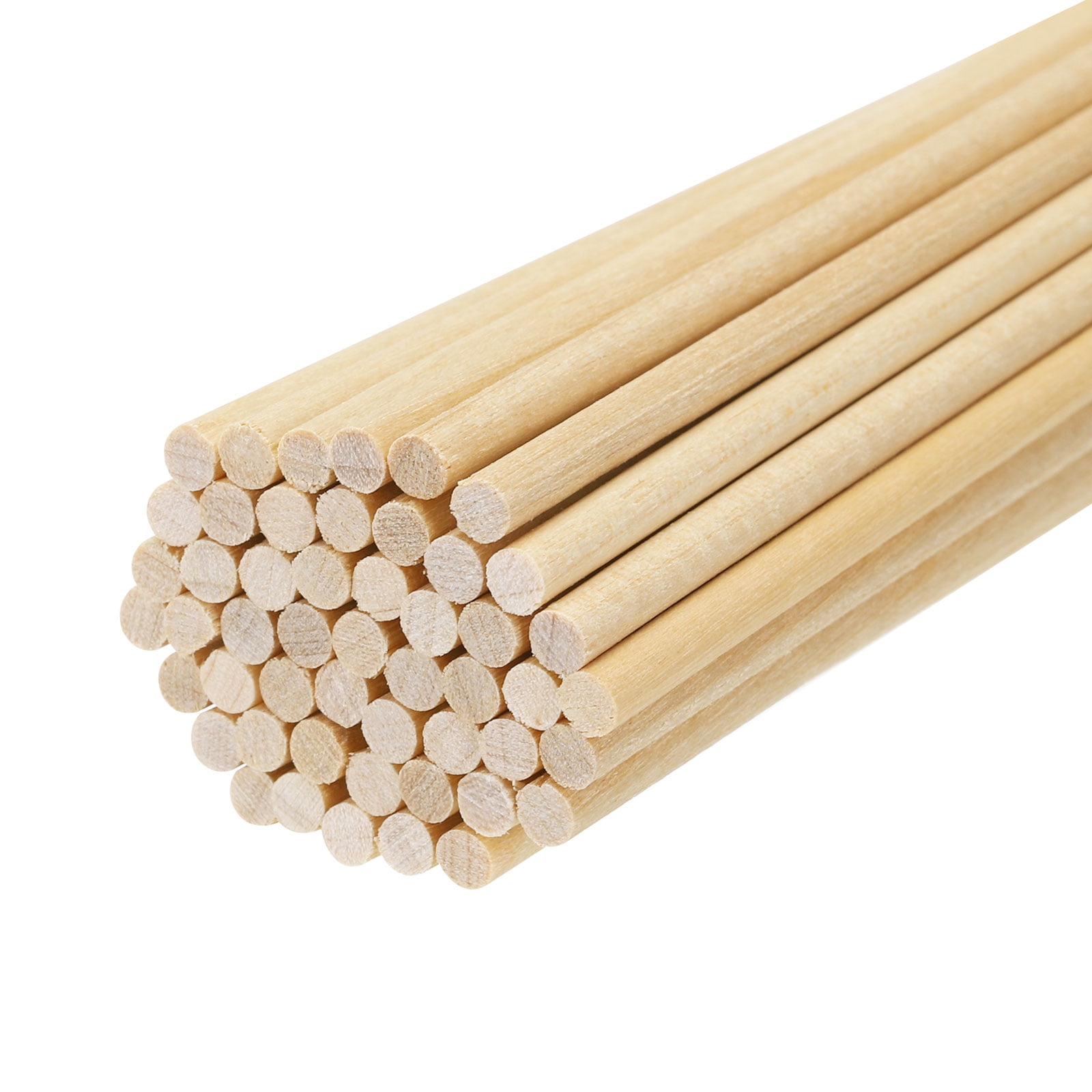 50Pcs Round Wood Sticks 1/7x6" Dowel Rod Unfinished Hardwood Stick ...