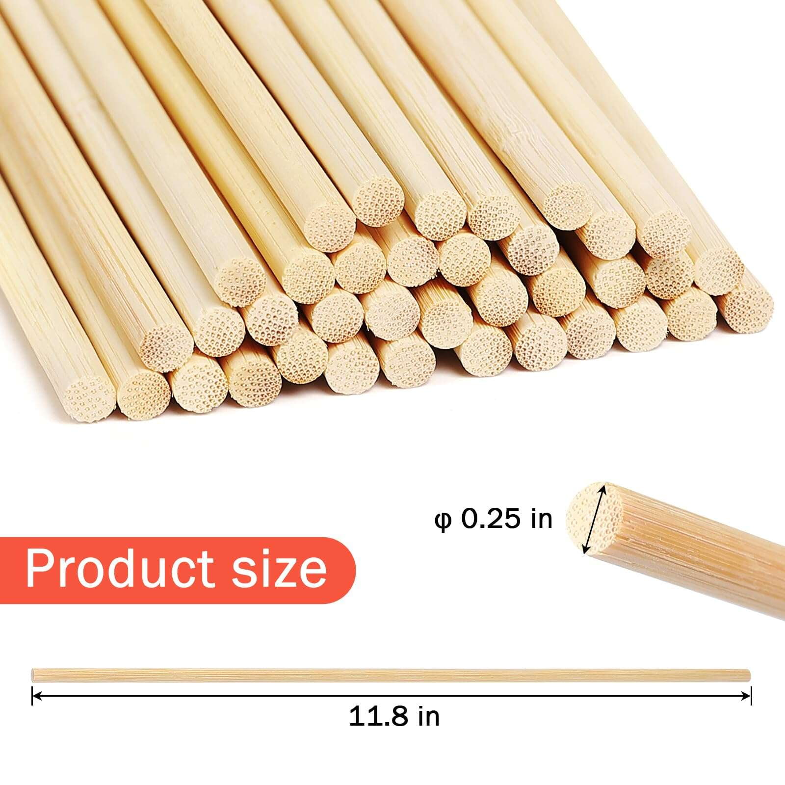 50Pcs Round Wood Sticks, 11.8 inch x 6mm Unfinished Wooden Strips Round ...