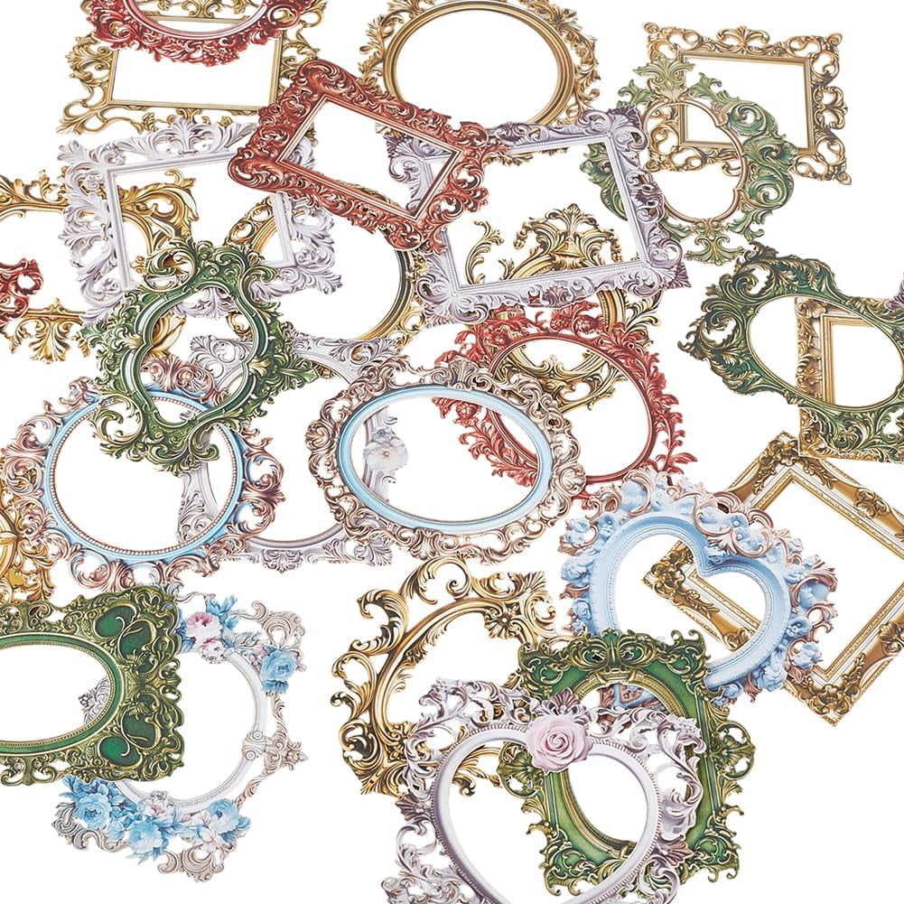 50Pcs Scrapbook Supplies Lace Frames 5 Styles Vintage Hollow Paper ...