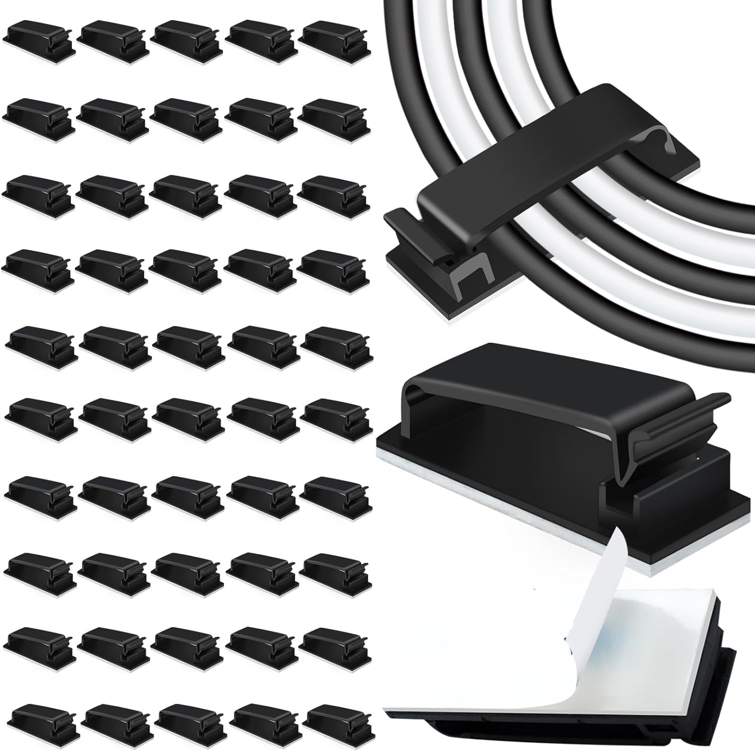 50Pcs Self Adhesive Cable Management Clips, Cable Organizers Wire Clips ...