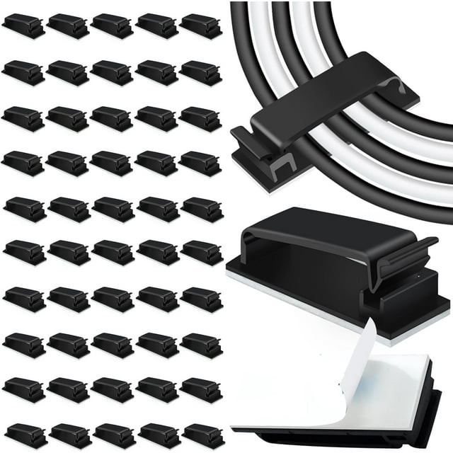 50Pcs Self Adhesive Cable Management Clips, Cable Organizers Wire Clips Cord Holder for TV PC ...