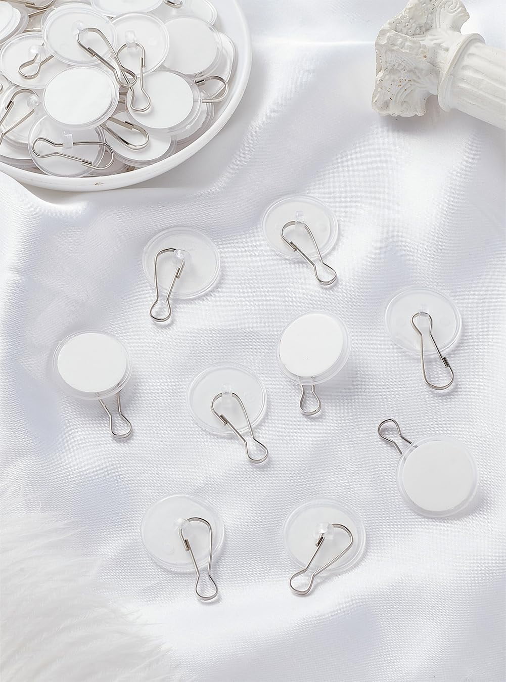 50Pcs Self-Adhesive Hooks Ceiling Discs Clear Round Hooks Removable ...