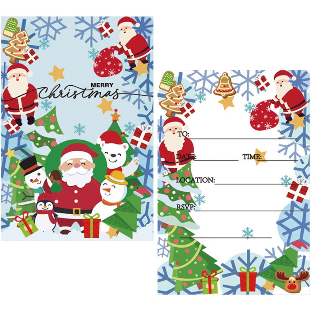 50Pcs/Set Christmas Party Invitation Cards Vintage Santa Elk Holiday ...