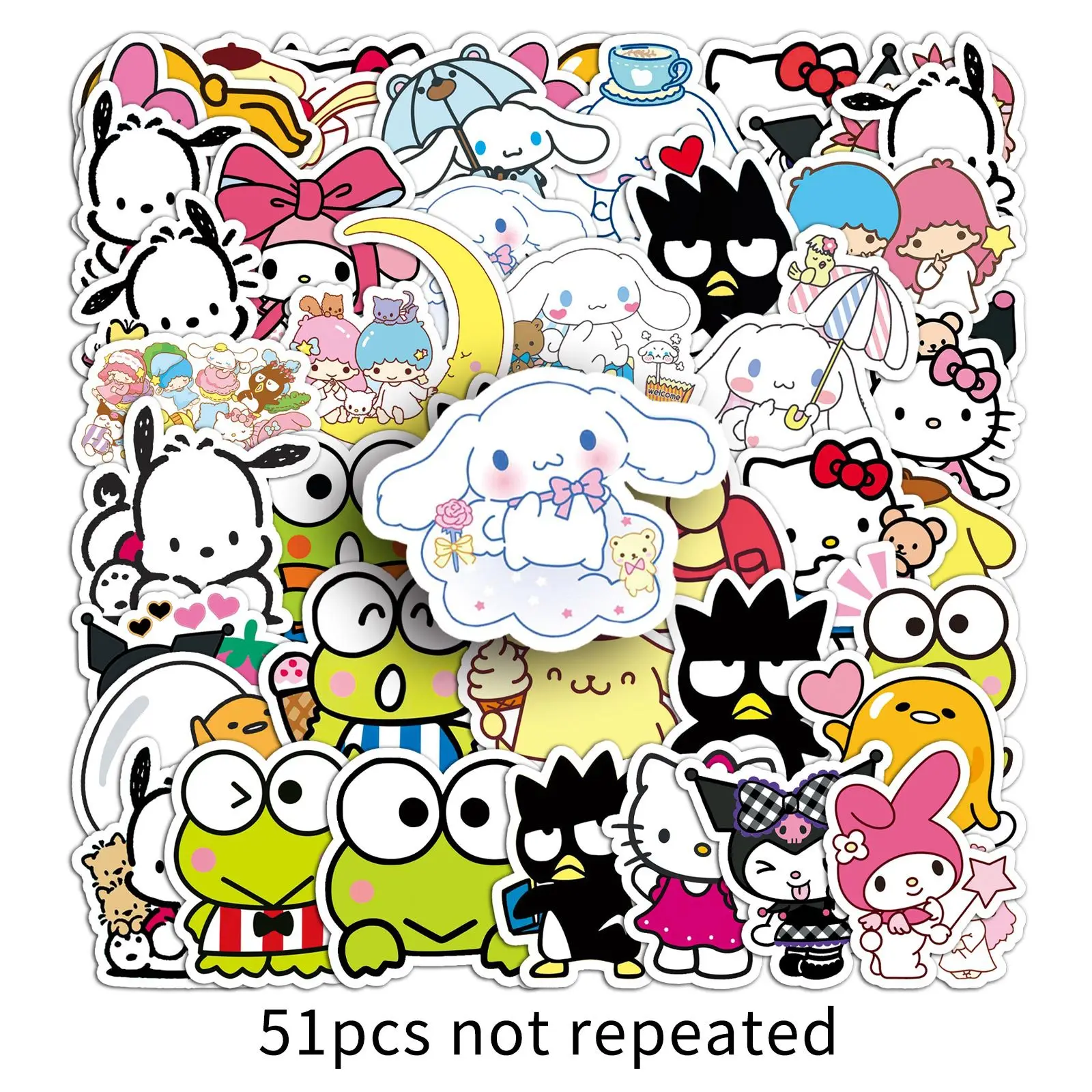 50Pcs/Set Kawaii Sanrio Stickers Cartoon Cute My Melody Hello Kitty ...