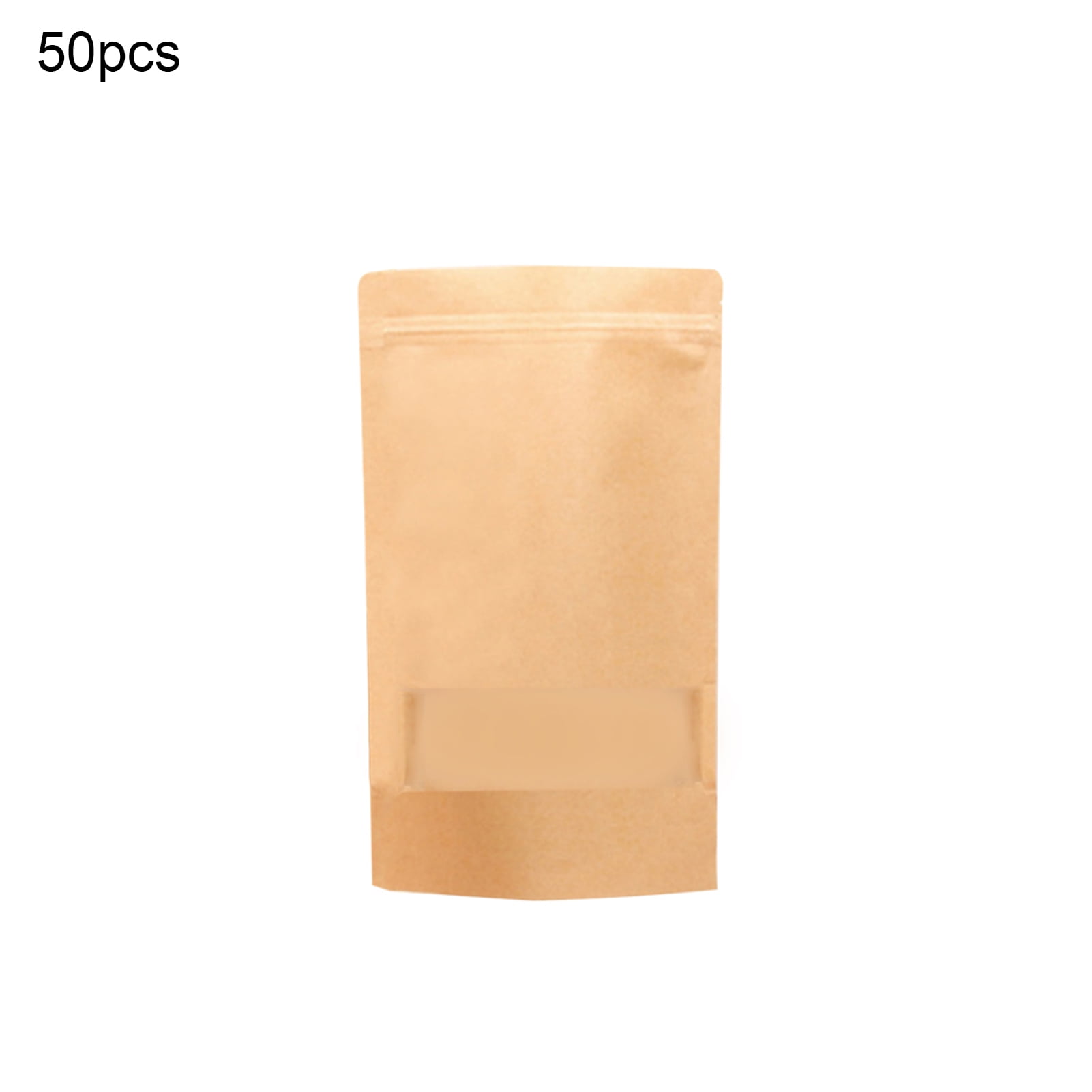 50Pcs/Set Kraft Zip Lock Stand Up Food Bags Resealable Pouches with ...