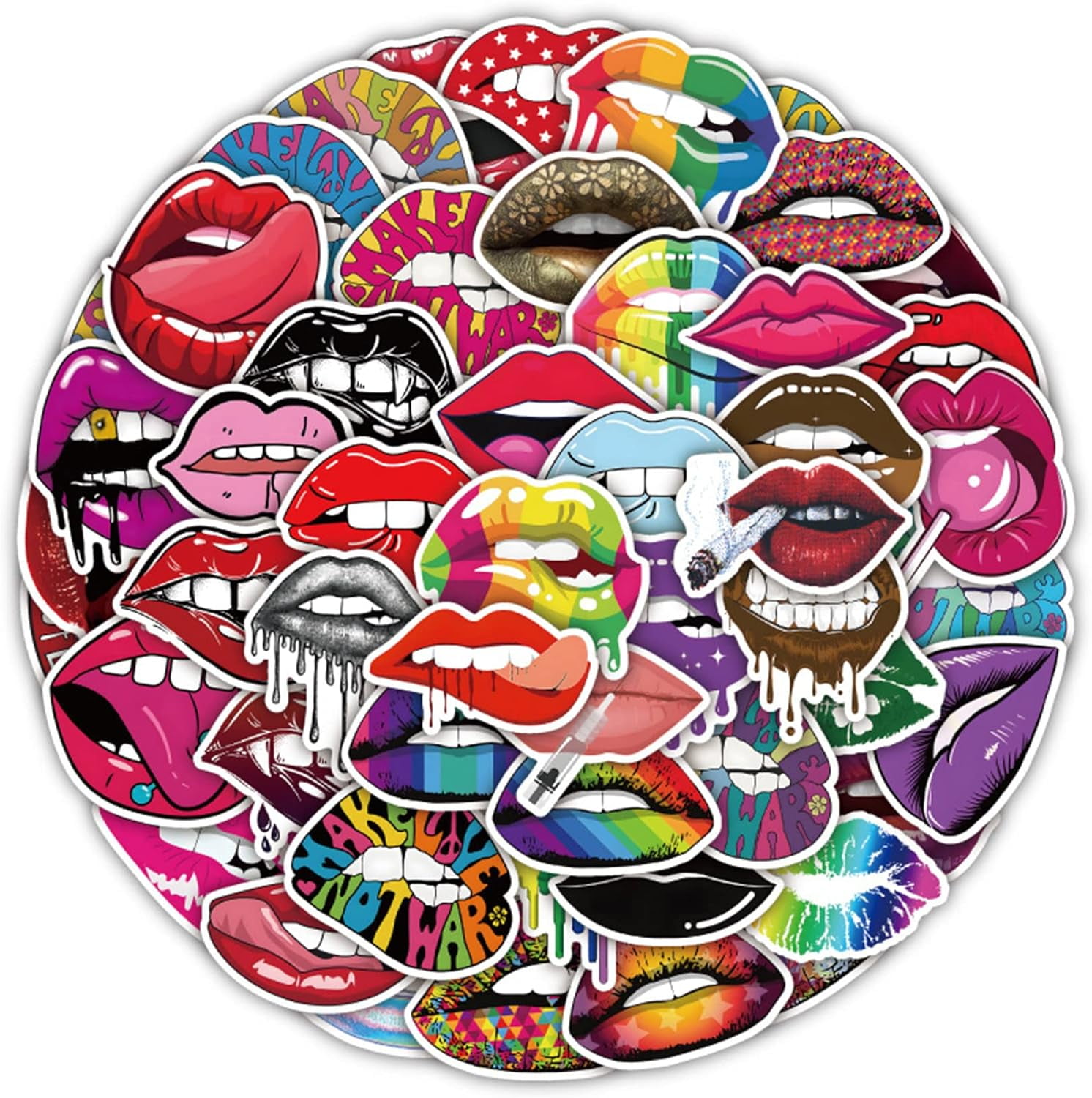 50pcs Sexy Lips Stickers For Laptop Motorcycle Bicycle Skateboard