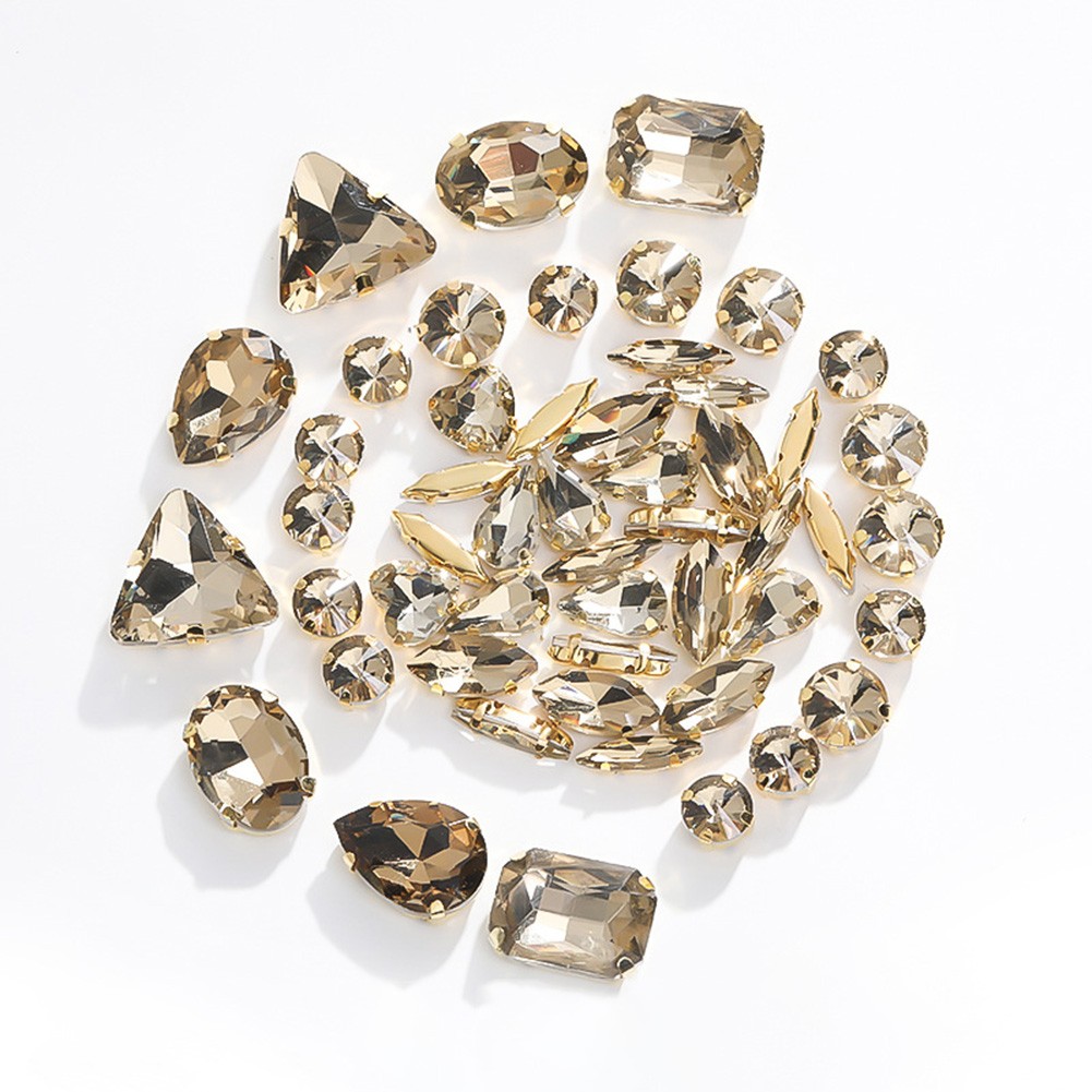 50Pcs Shape Random Mix Gold Claw Setting Rhinestone For Wedding Dress ...