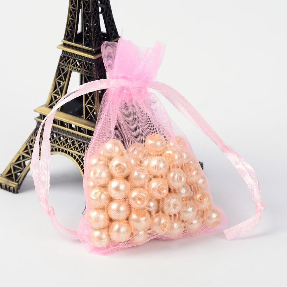 50Pcs Sheer Organza Gift Bags Pink Handmade Wedding Favor Gift Wrapping ...