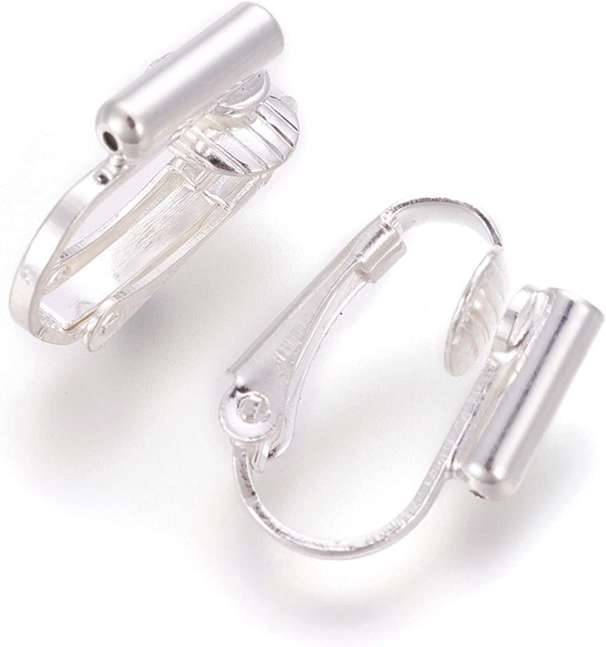 50Pcs Silver Clip on Earring Converter Components U-Type Easy Open Ear ...