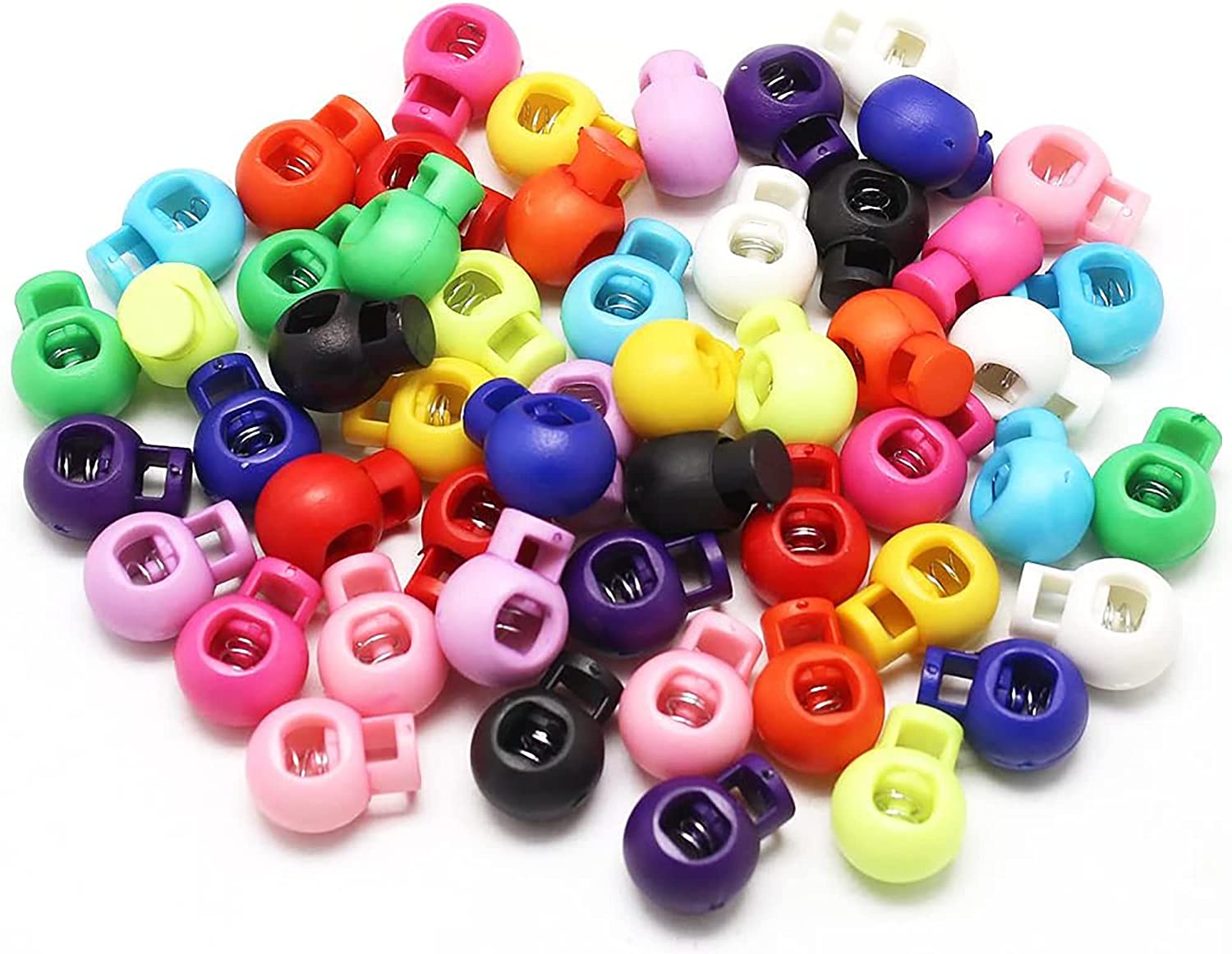 50 Pack Spring Cord Locks, Plastic Toggle Stopper,Round Toggle Stopper ...