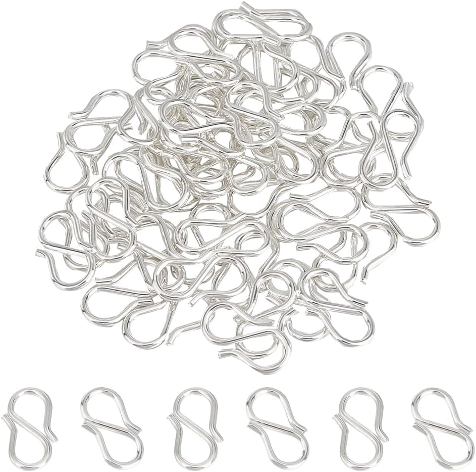 50Pcs Sliver S-Hook Clasps 304 Stainless Steel Double Opening Wire Hook ...