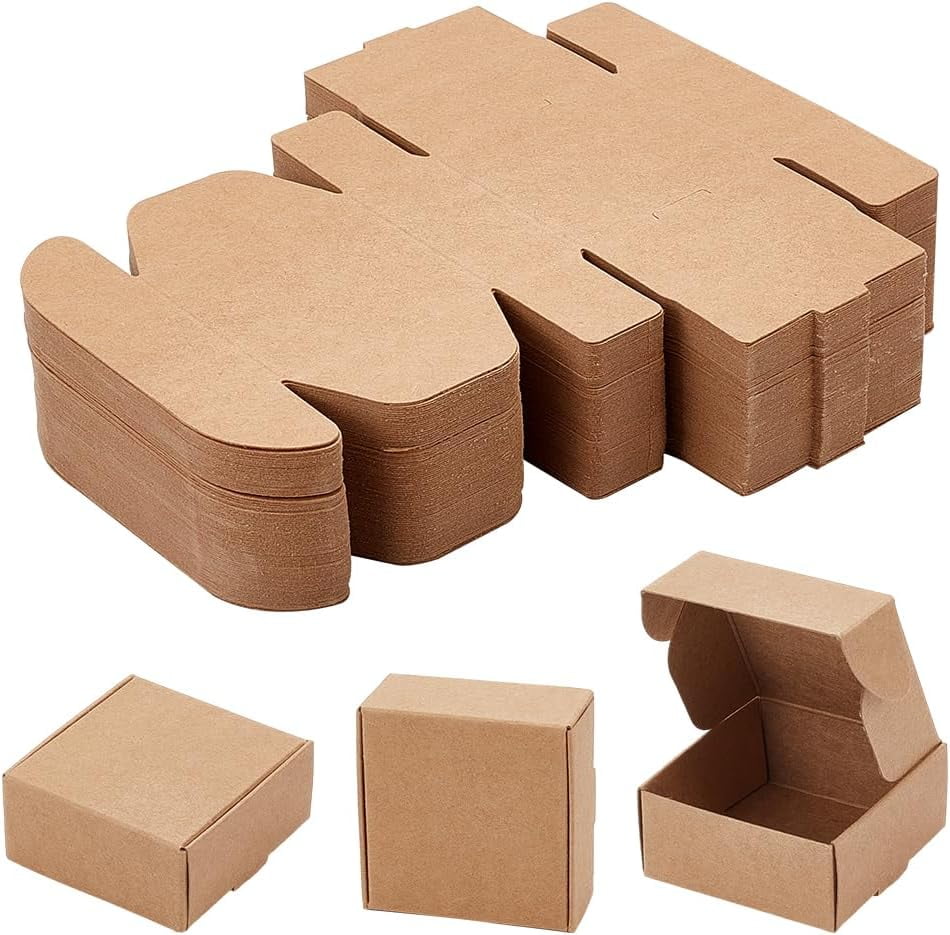 50Pcs Small Cardboard Boxes 2.2x2.2x1 Inch Wheat Cardboard Present ...