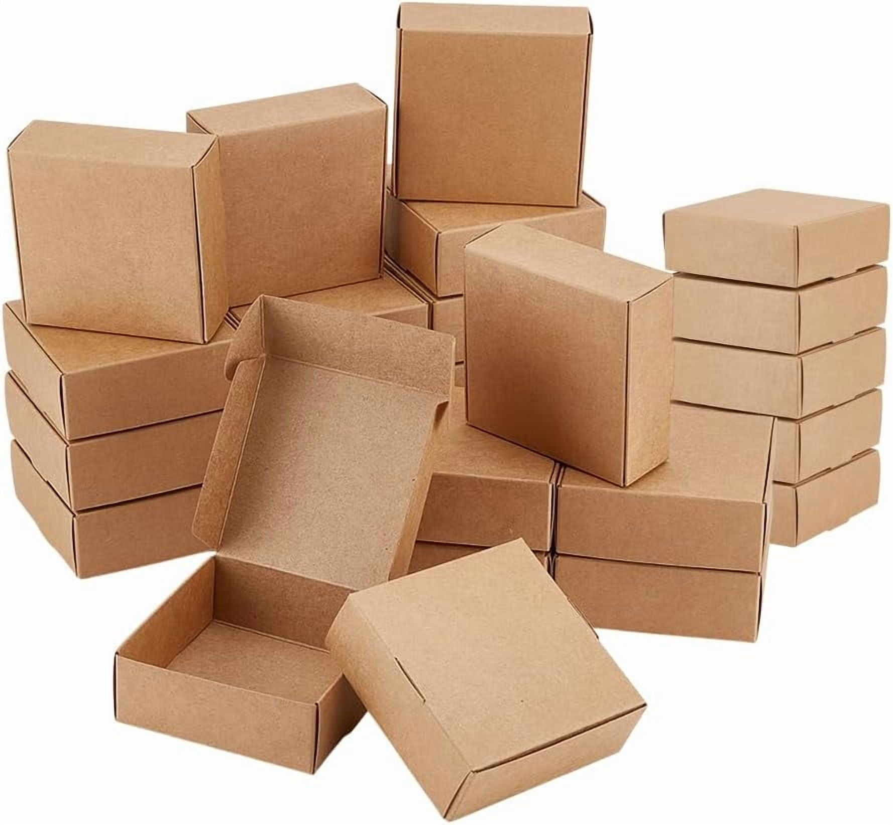50Pcs Small Cardboard Boxes 3.7x3.7x1.4 Inch Brown Cardboard Present ...