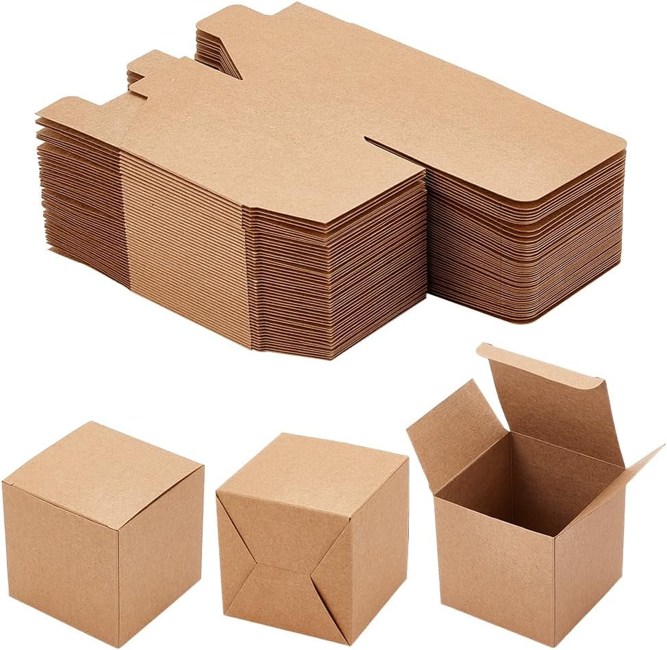 50Pcs Small Cardboard Boxes 3x3x3 Inch Wheat Cardboard Present Boxes ...