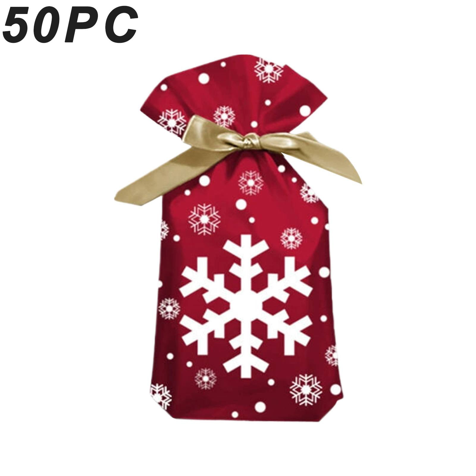 50Pcs Small Christmas Gift Bags, Xmas Plastic Drawstring Gift Bags ...