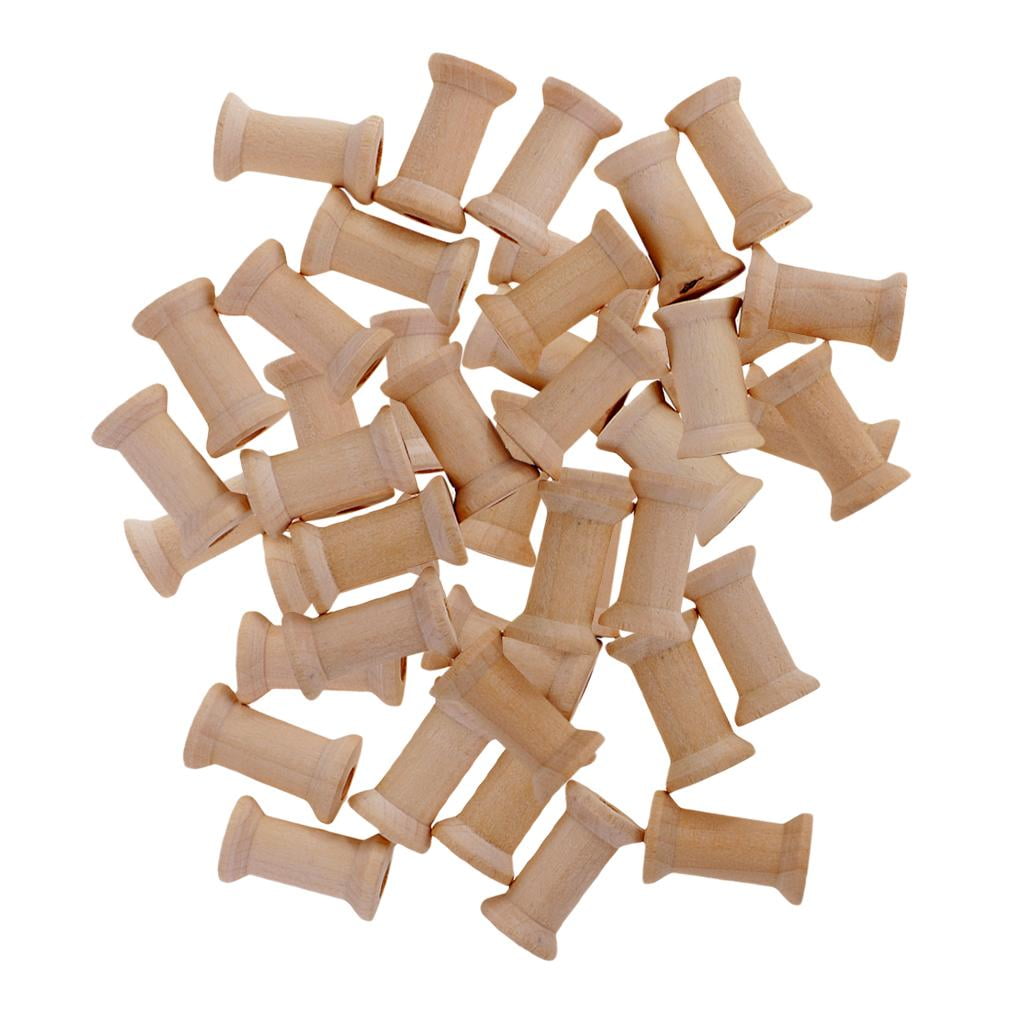 50Pcs Small Natural Wood Spools - Unfinished Wood Spools - Thread ...
