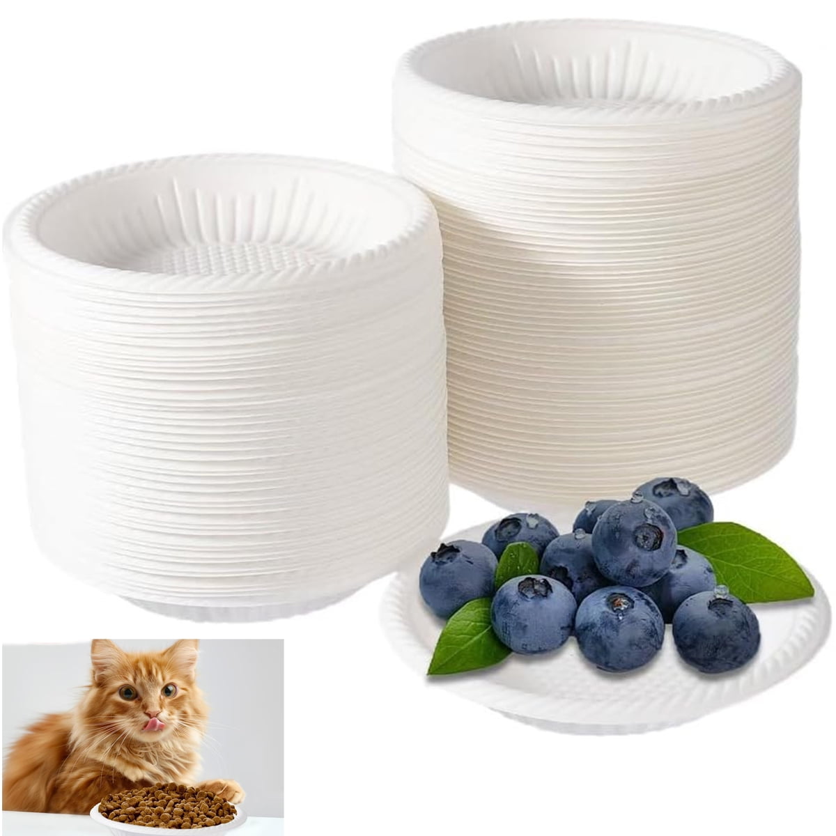 50Pcs Small Paper Plates,Tutuviw 4in Disposable Round Paper Starch ...