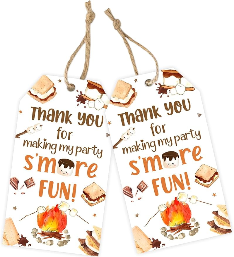 50Pcs Smore Party Favor Tags, S'More Theme Gift Tags Thank You for ...