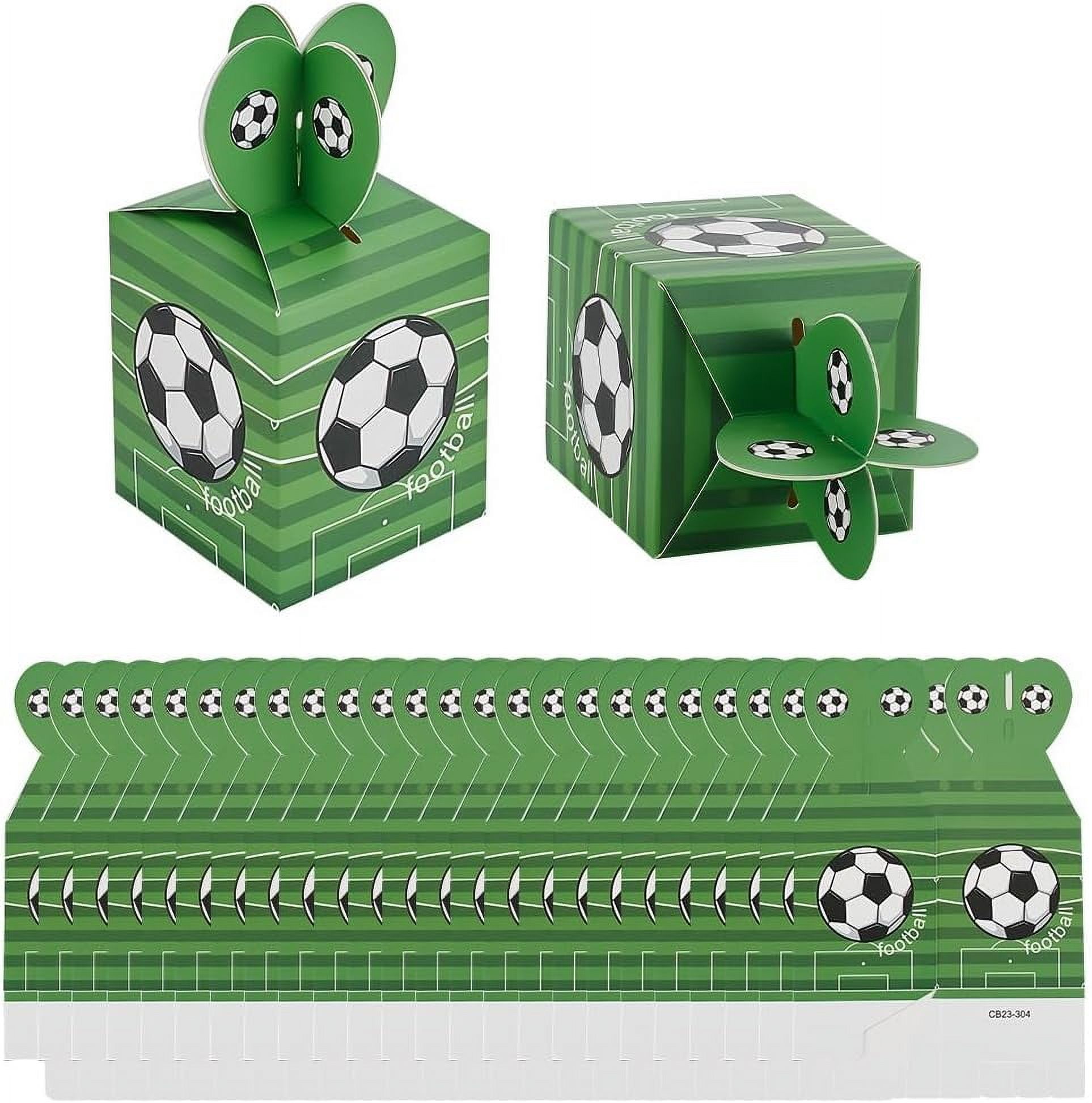 50Pcs Soccer Party Treat Boxes Square Soccer Cardboard Boxes Portable ...