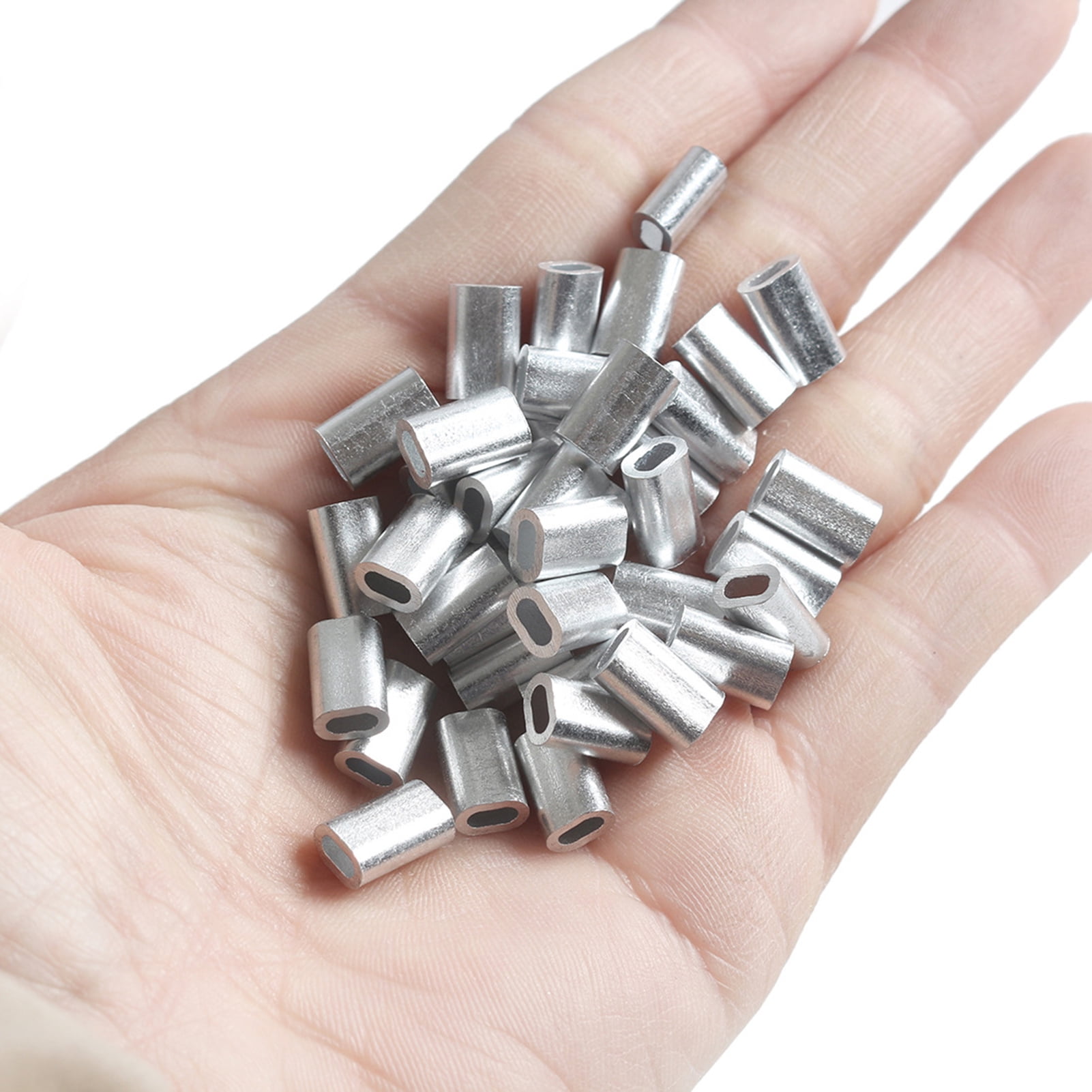 50Pcs Solid Fishing Line Tube Single Double Barrel Aluminium Anti Rust ...