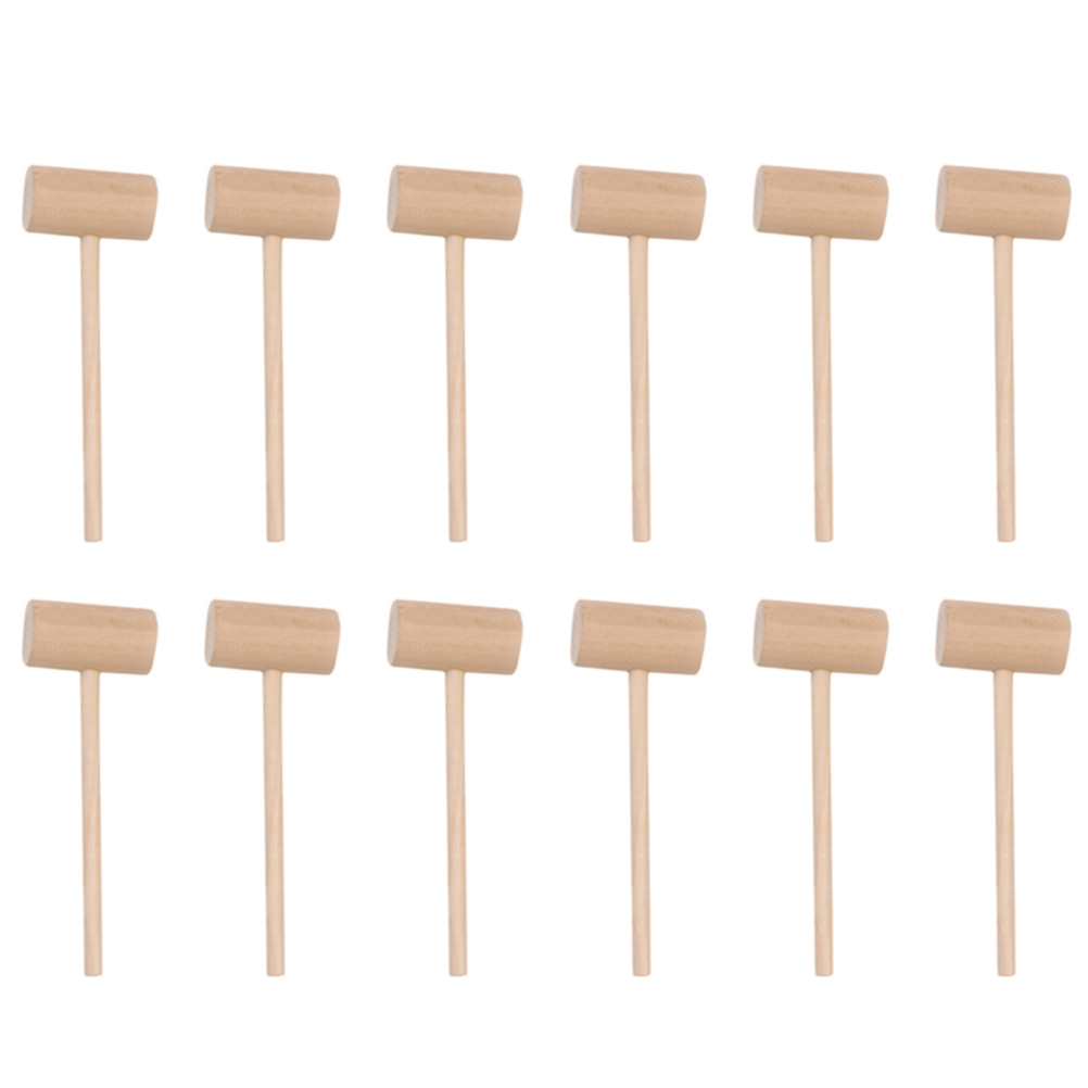 50Pcs Solid Wood Mini hammers Crab Hammers Planet Cake Mallets (Log ...