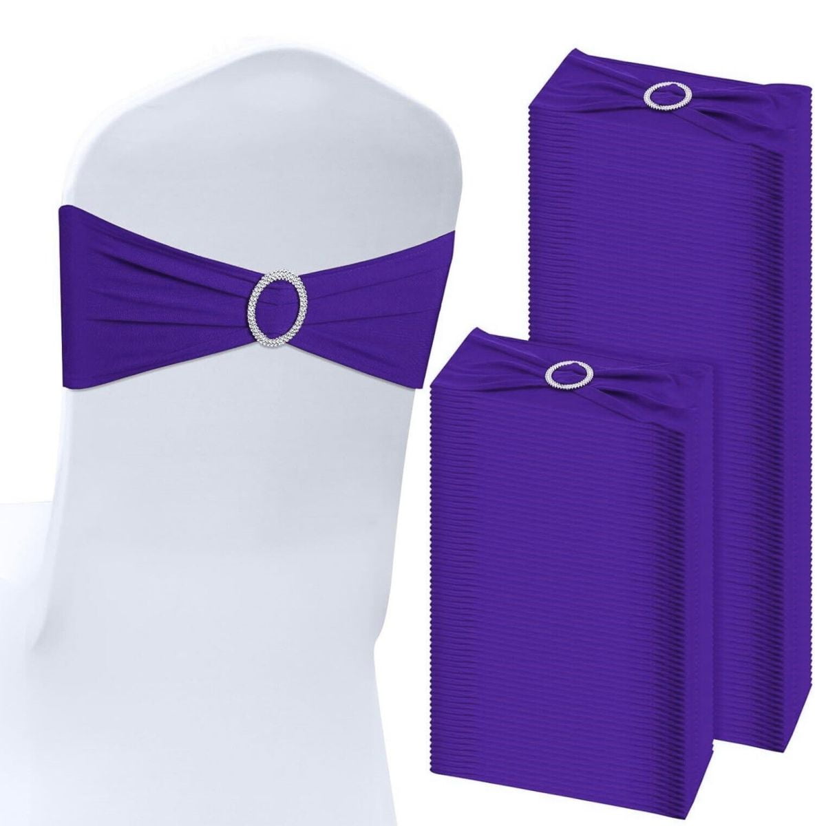 50Pcs Spandex Chair Sashes Chair Bow, Elastic Wedding Chair Cover ...