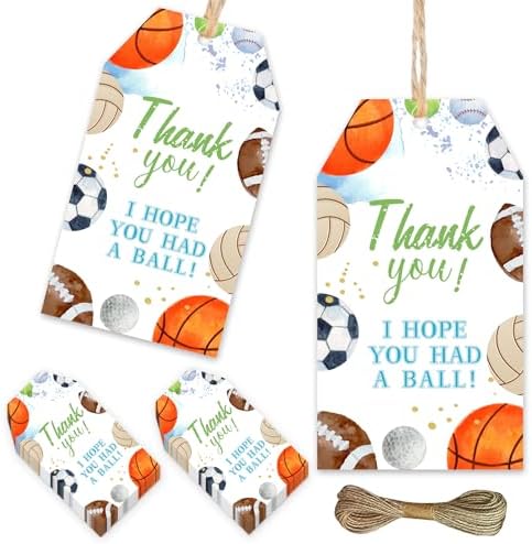 50Pcs Sports Theme Thank You Tags I Hope You Had a Ball Thank You Tags ...