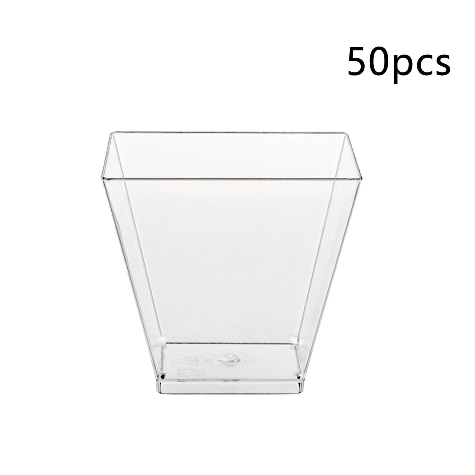 50Pcs Square Dessert Cup & Spoon Set, 60Ml Plastic Cups, Transparent ...