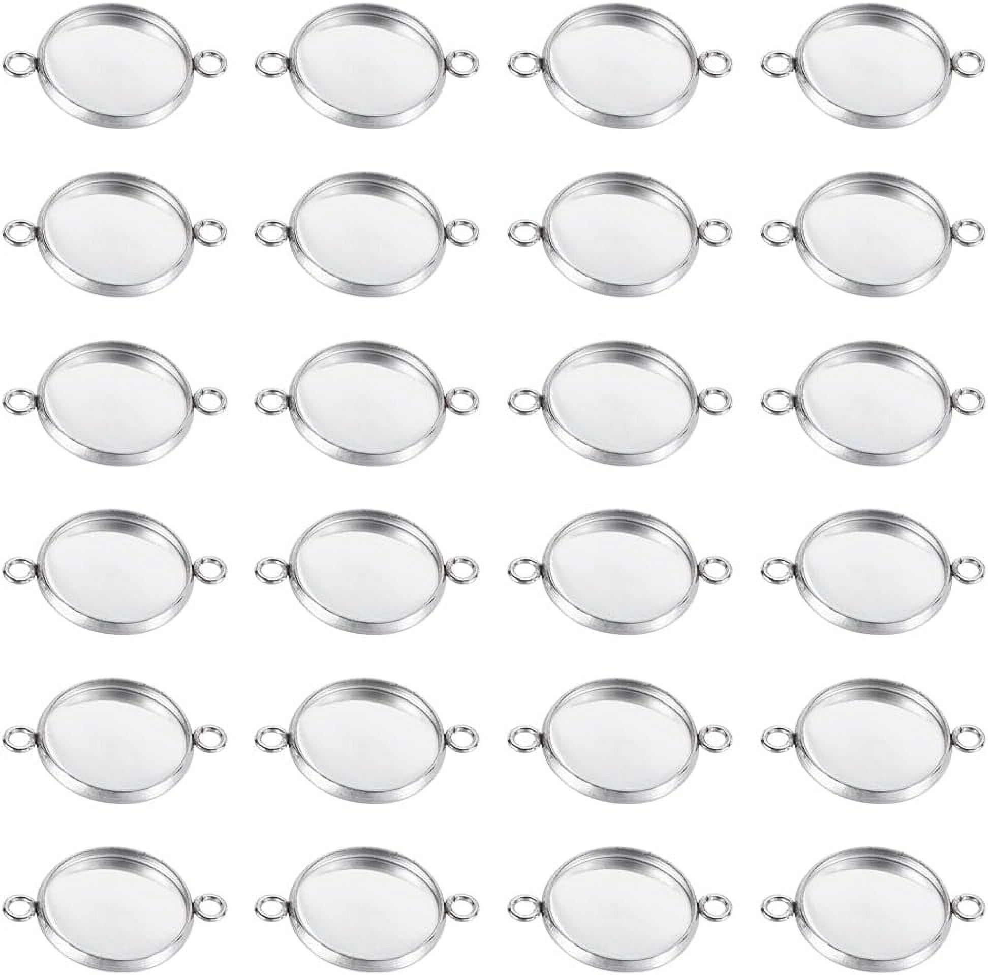 50Pcs Stainless Steel Cabochon Connectors Settings Cabochons Trays ...