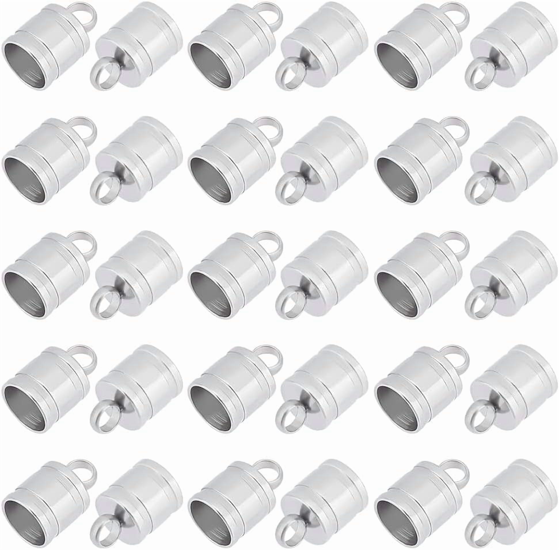 50Pcs Stainless Steel Column Cord Ends End Caps 6mm Inner Diameter ...