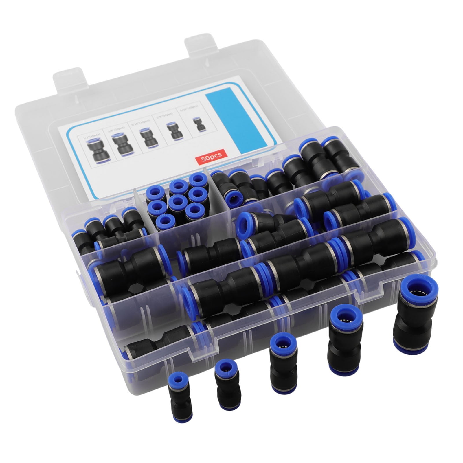 50Pcs Straight Push Connectors 4/6/8/10/12 mm Quick Release Pneumatic Connectors - Walmart.com
