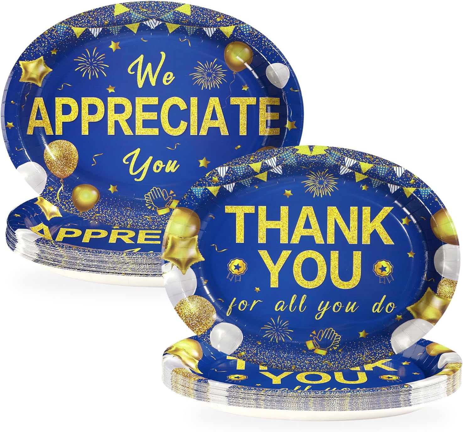 50Pcs Thank You Party Decorations We Appreciate You Oval Paper Plates ...