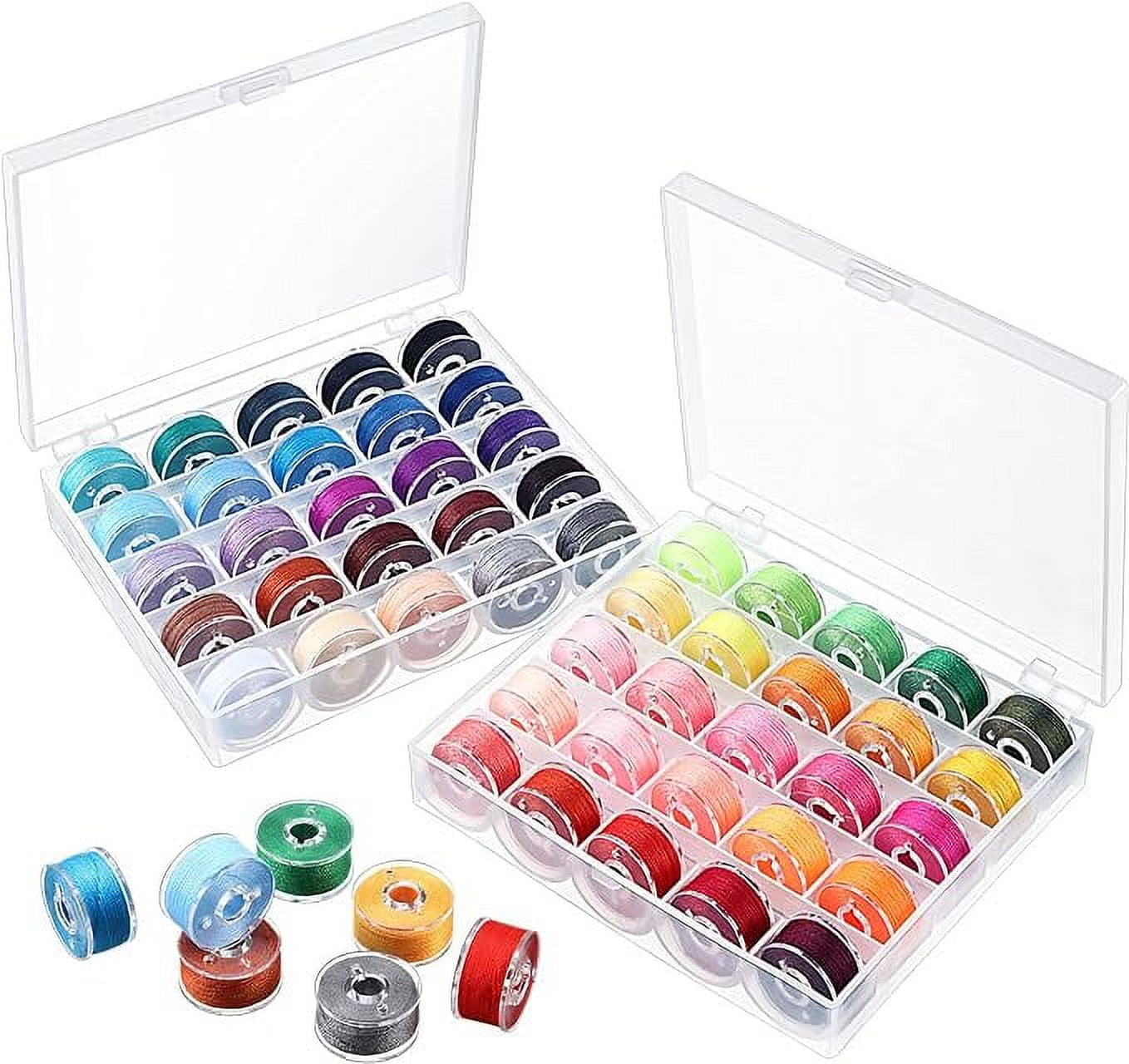 50Pcs Thread for Sewing, Bobbins and Sewing Threads with Bobbin Case ...