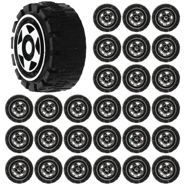 50Pcs Toy Car Wheels for Kids Use Black Plastic DIY Assemble Wheels to ...